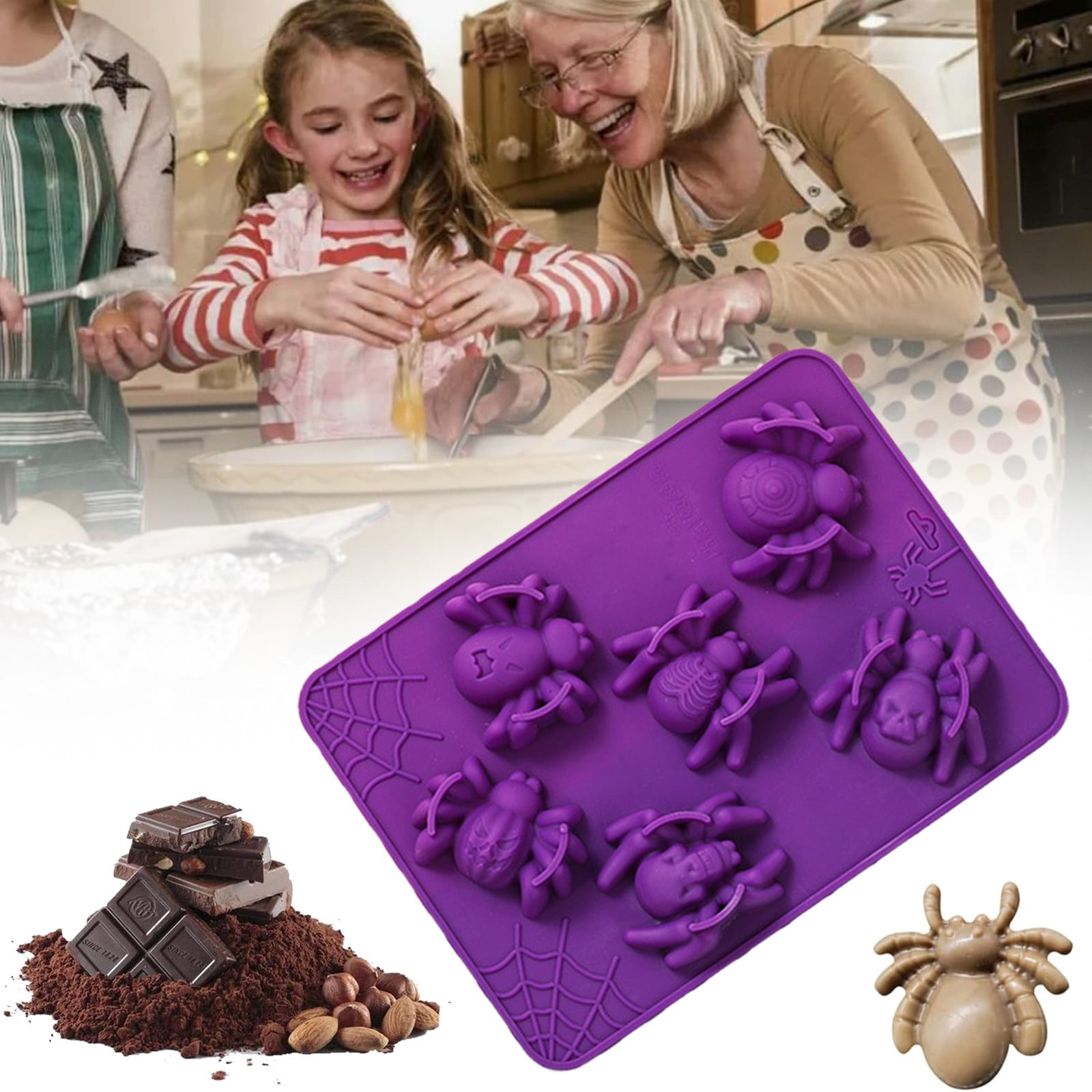 LKXGBMY 1 PCS Spider Silicone Molds, Halloween Silicone Molds, 6-Cavity ...