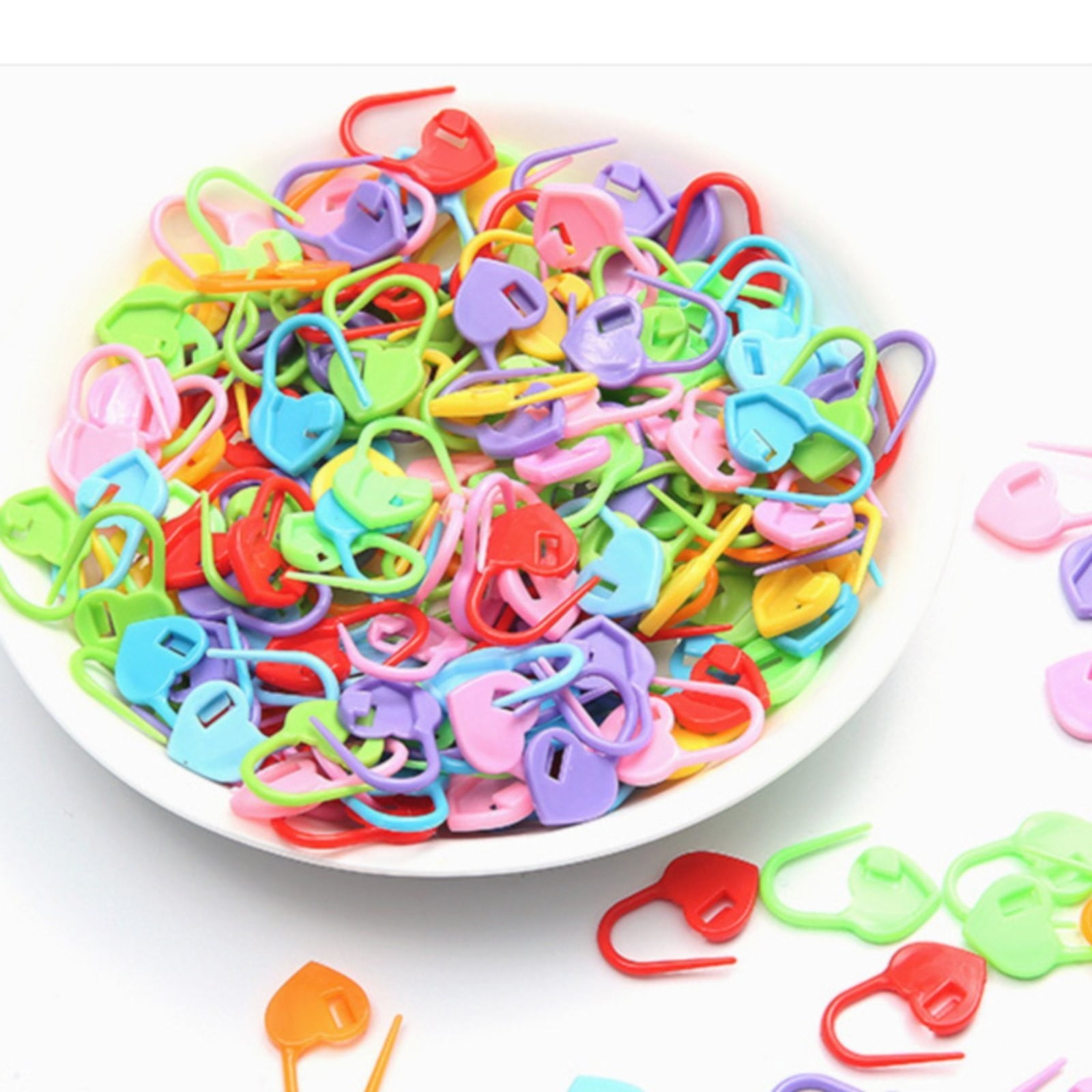 LKXGBMY 100pcs Colorful Knitting Markers - Heart Design Crochet Clips ...