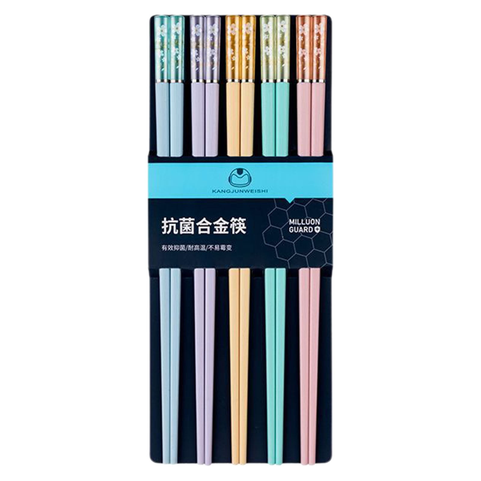 LKXGBMY 5 Pairs Amber Pattern Decoration Fiberglass Chopsticks ...