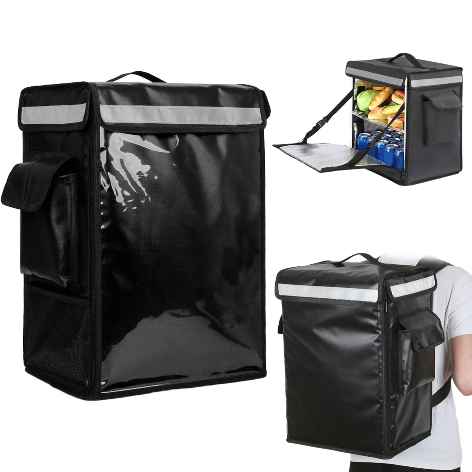 LKXGBMY Black Insulated Food Delivery Backpack with Reinforced Frame ...
