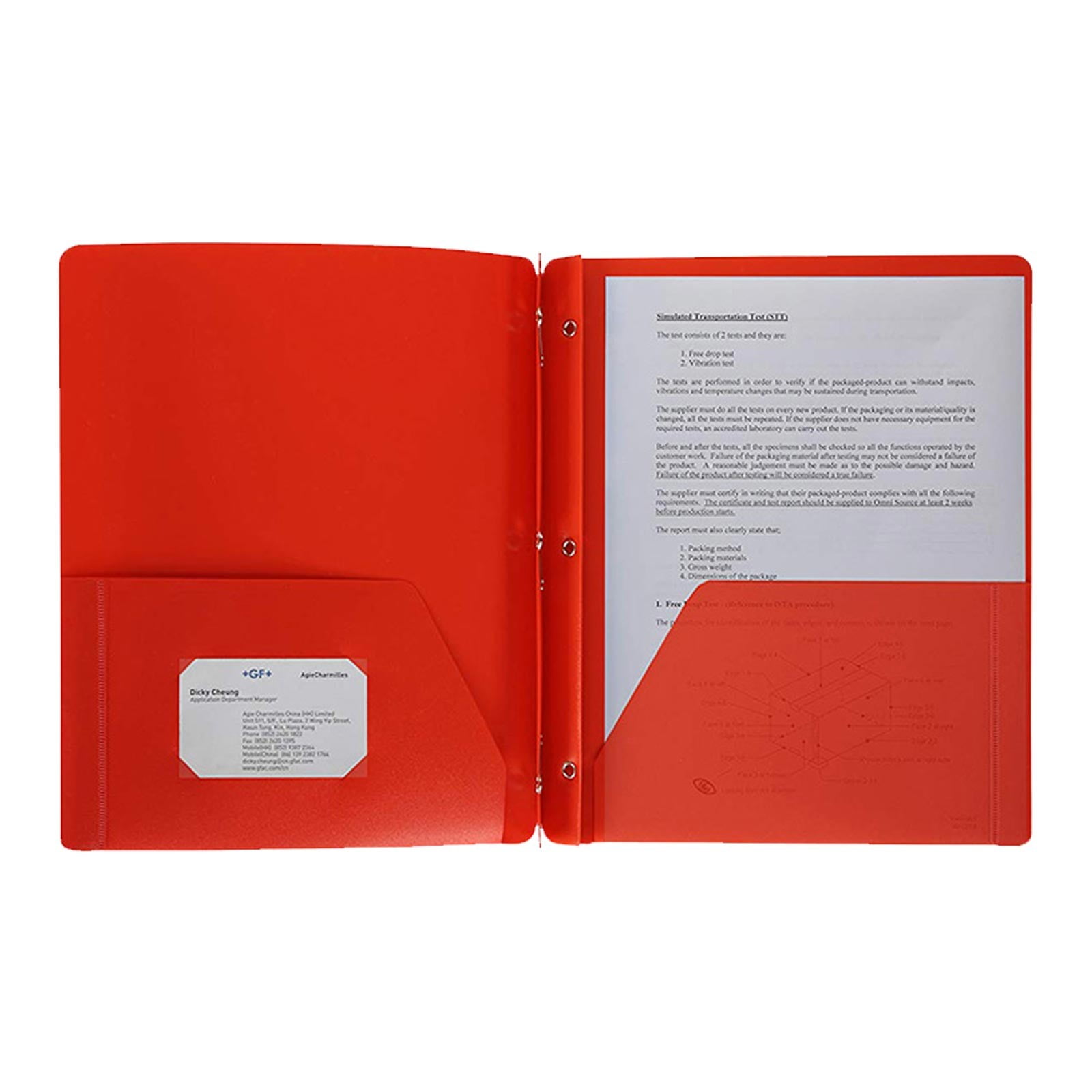 LKXGBMY Plastic Folders with Pockets and Prong, 1 Pack Red, Heavy Duty ...