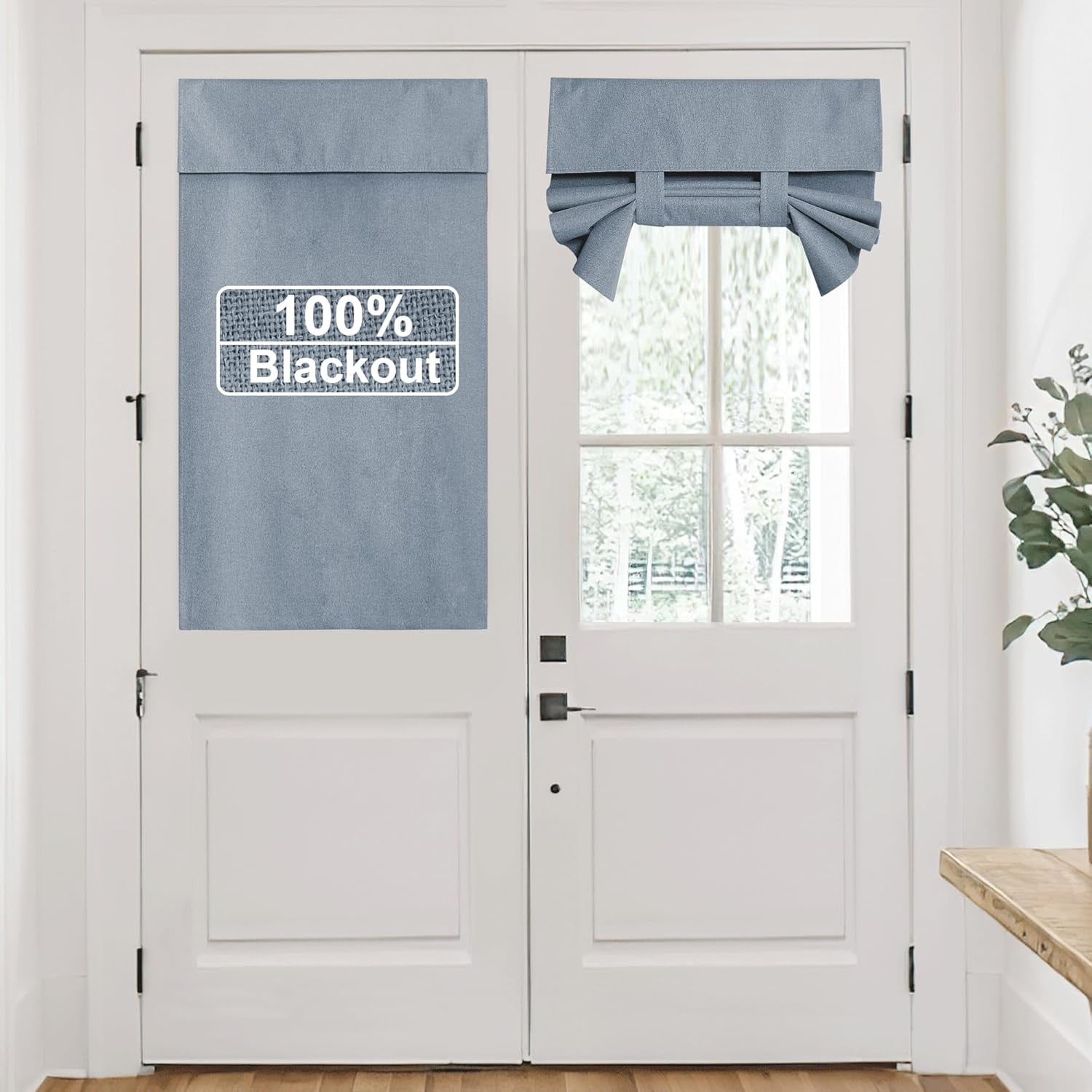 LKYUHGS-100% Blackout Short French Door Linen Curtain for Small Window ...
