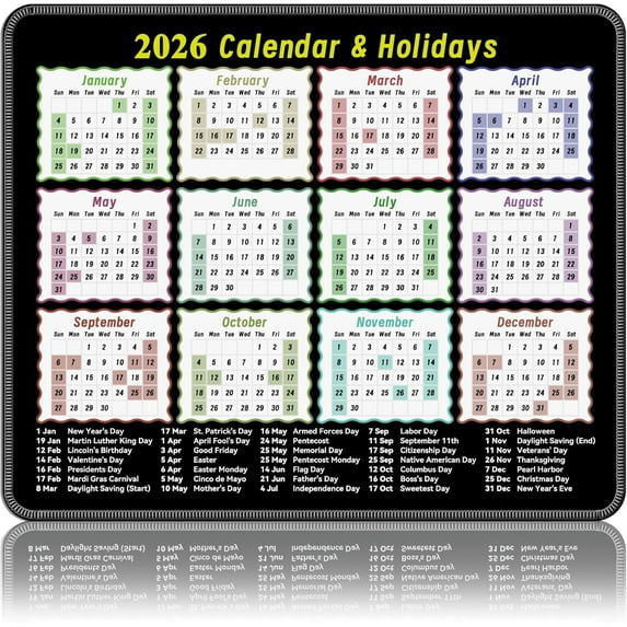 LKYUHGS-2026 Calendar Mouse Pad9.8 * 11.8in Portable Size|Waterproof ...