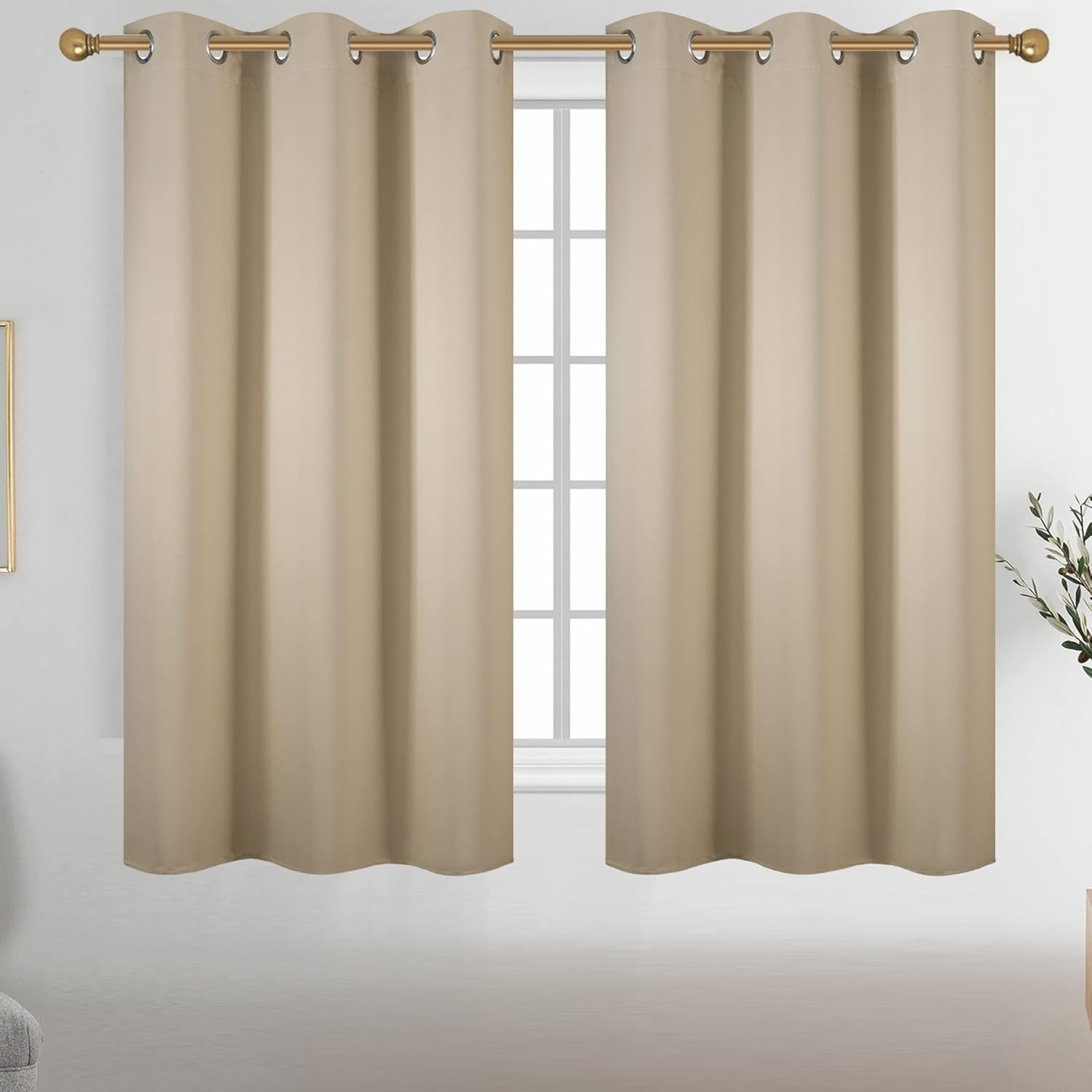LKYUHGS-Beige Grommet Blackout Curtains for Bedroom Thermal Insulated ...