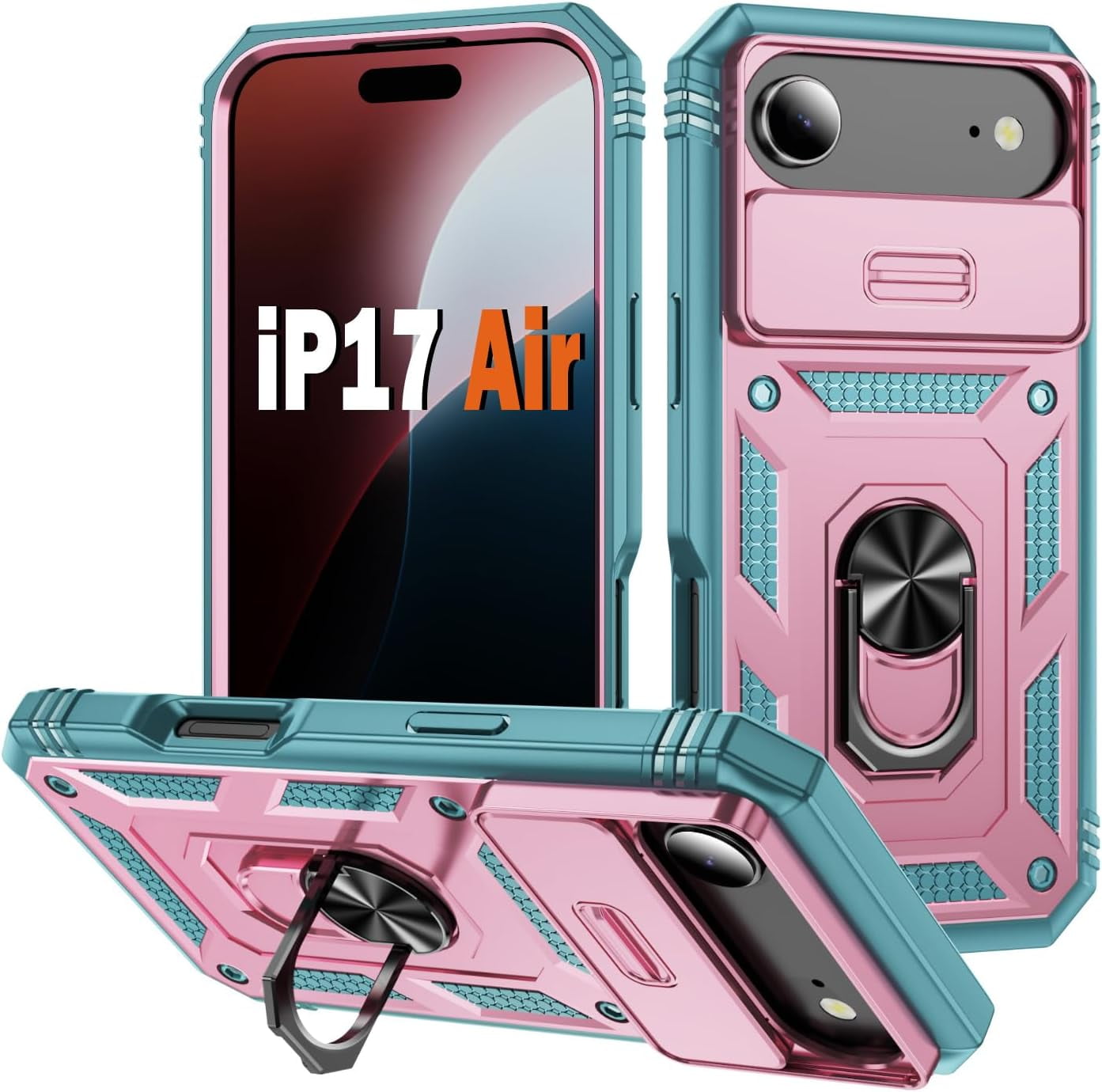 LKYUHGS-Case for iPhone 17 Air Camera Cover,Metal Kickstand Military ...
