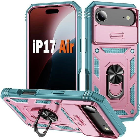 LKYUHGS-Case for iPhone 17 Air Camera Cover,Metal Kickstand Military ...