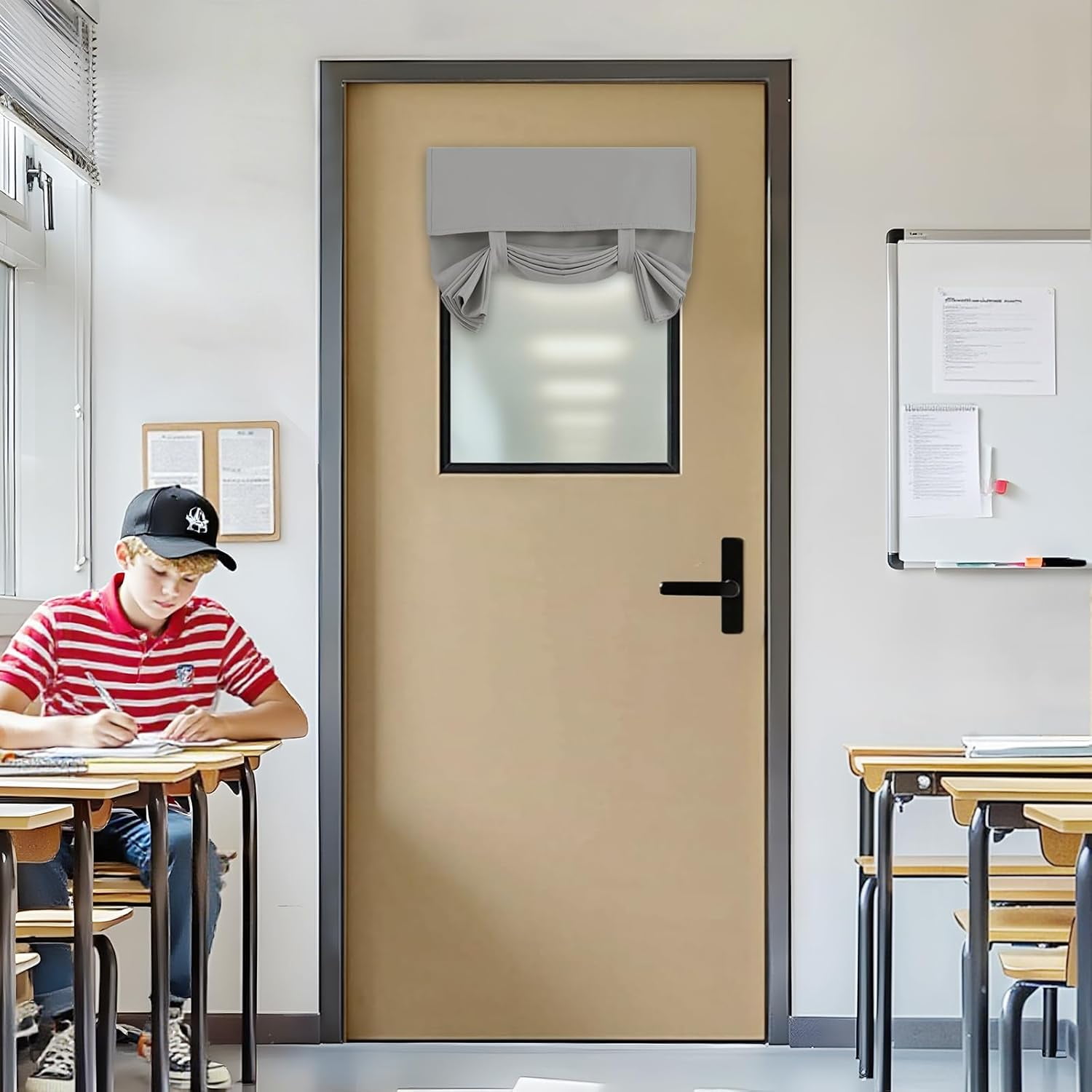 LKYUHGS-Classroom Door Curtain - W24 x L36, 1 Panel, Silver Gray ...