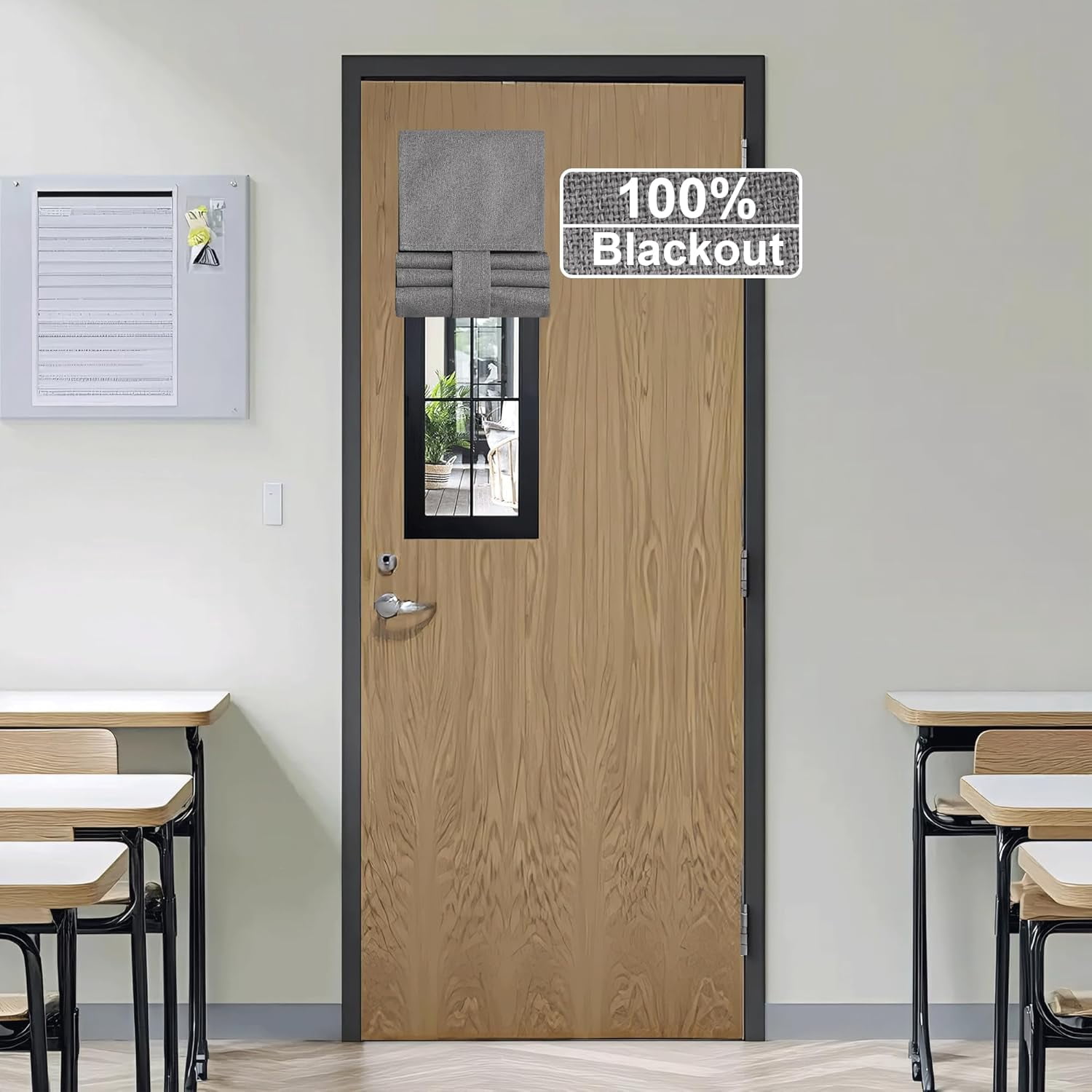 LKYUHGS-Grey Classroom Door Linen Curtain for Small Window, 100% ...