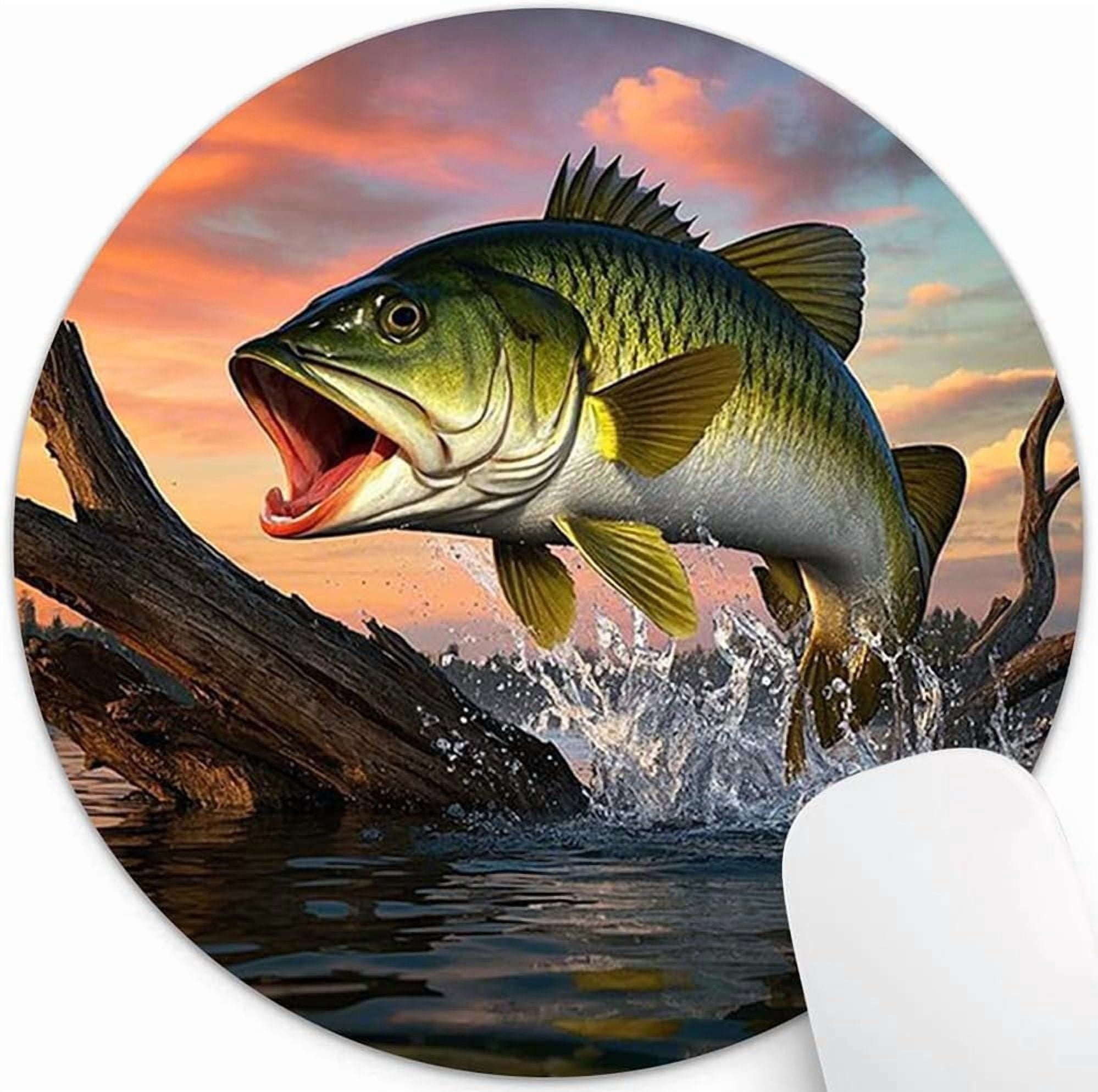 LKYUHGS-. Large Mouth Bass Fish 7.9-Inch Round Mouse Pad - Fishing ...