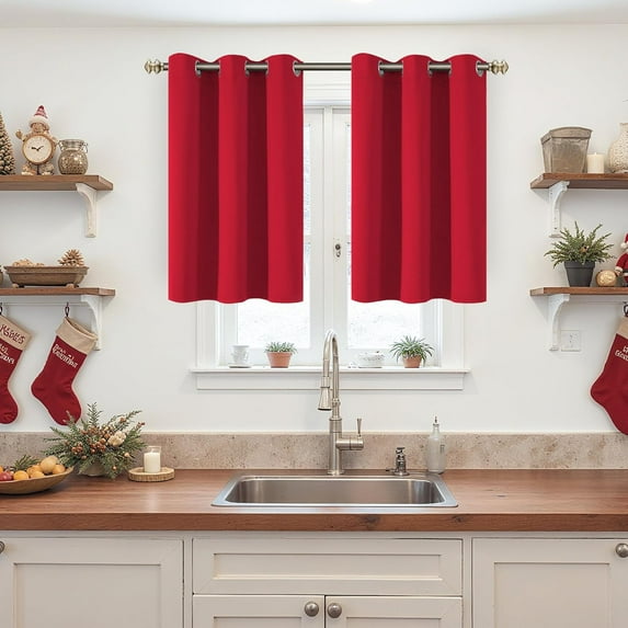 LKYUHGS-Red Blackout Curtains 36 Inches Long for Kitchen Window - Short ...