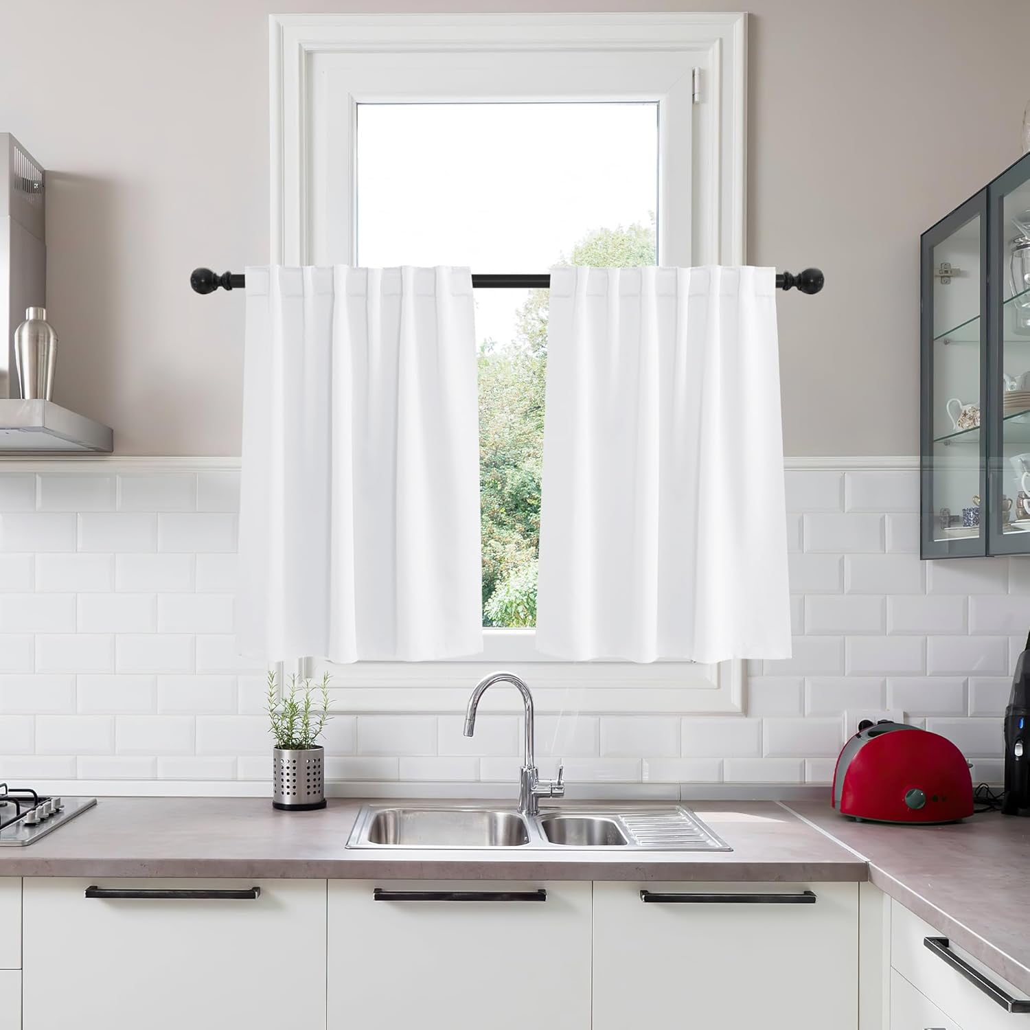 LKYUHGS-Short Curtains 36 inch for Small Window, Back Tab Privacy ...