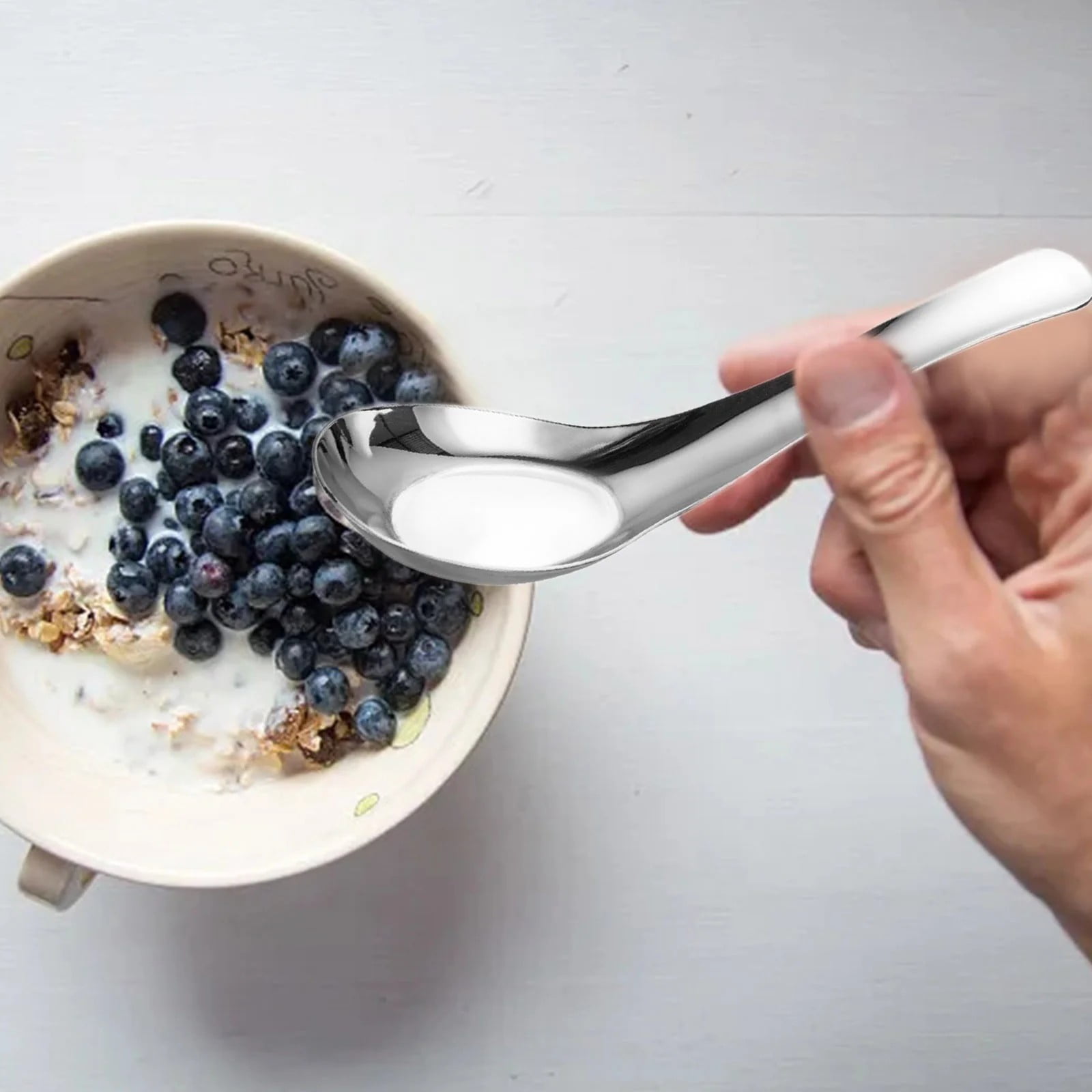 LKZQHMC Thick Heavy-weight Soup Spoons, High Grade Stainless Steel Soup ...