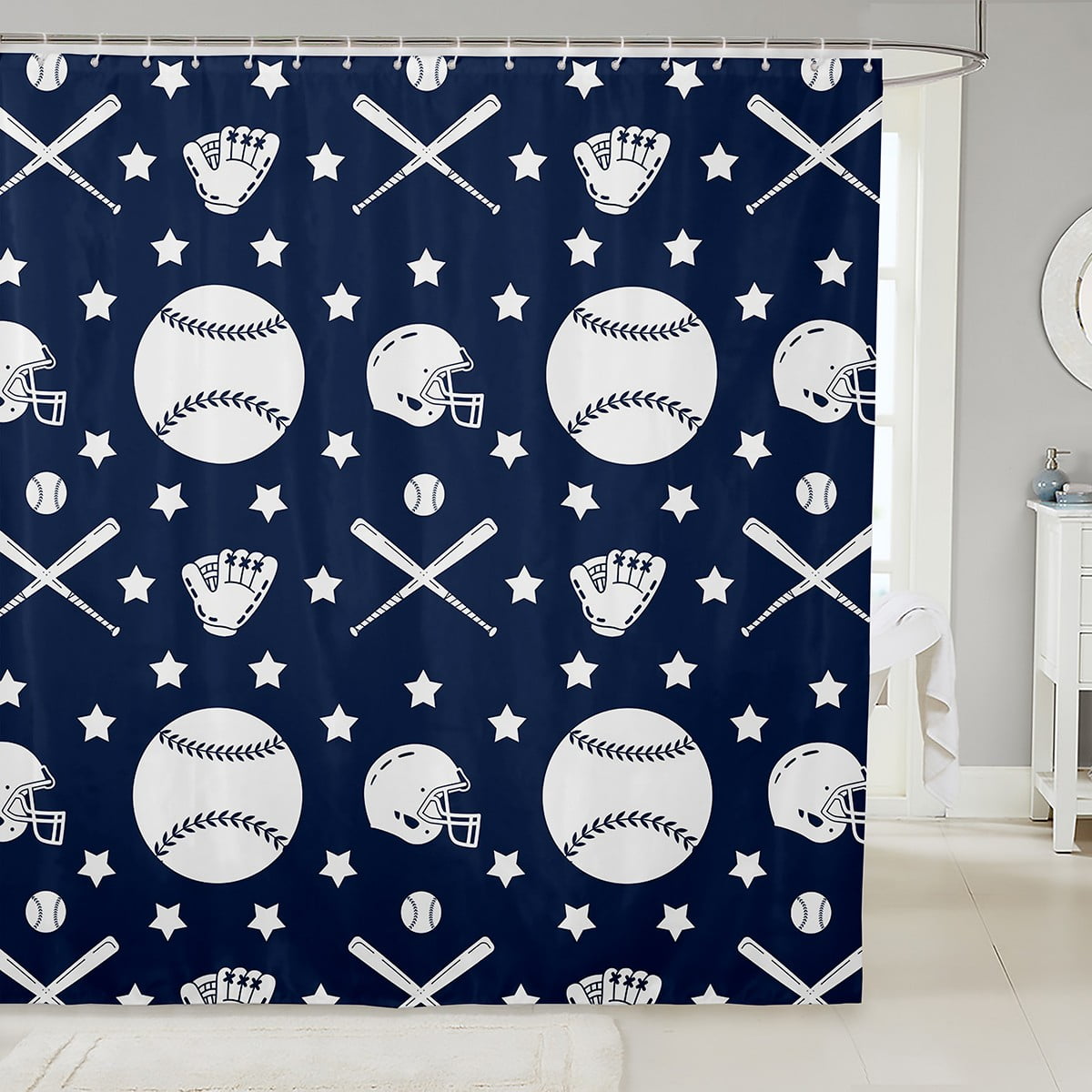 LL Baseball Shower Curtain Kids Sports Games Bathroom Shower Curtain ...