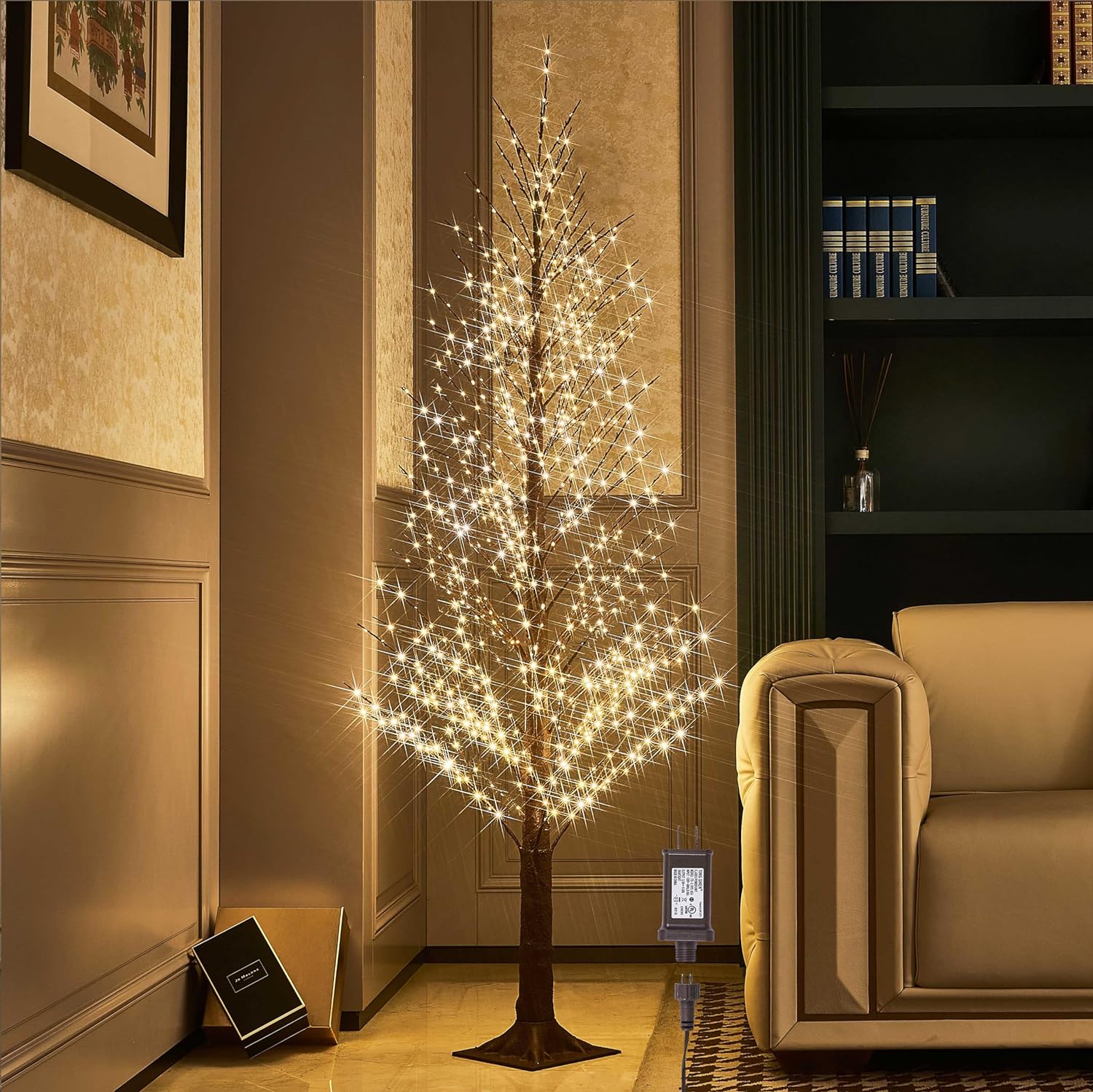 LL Lighted Brown Alpine Tree with 810L Warm White Fairy Lights 6FT ...