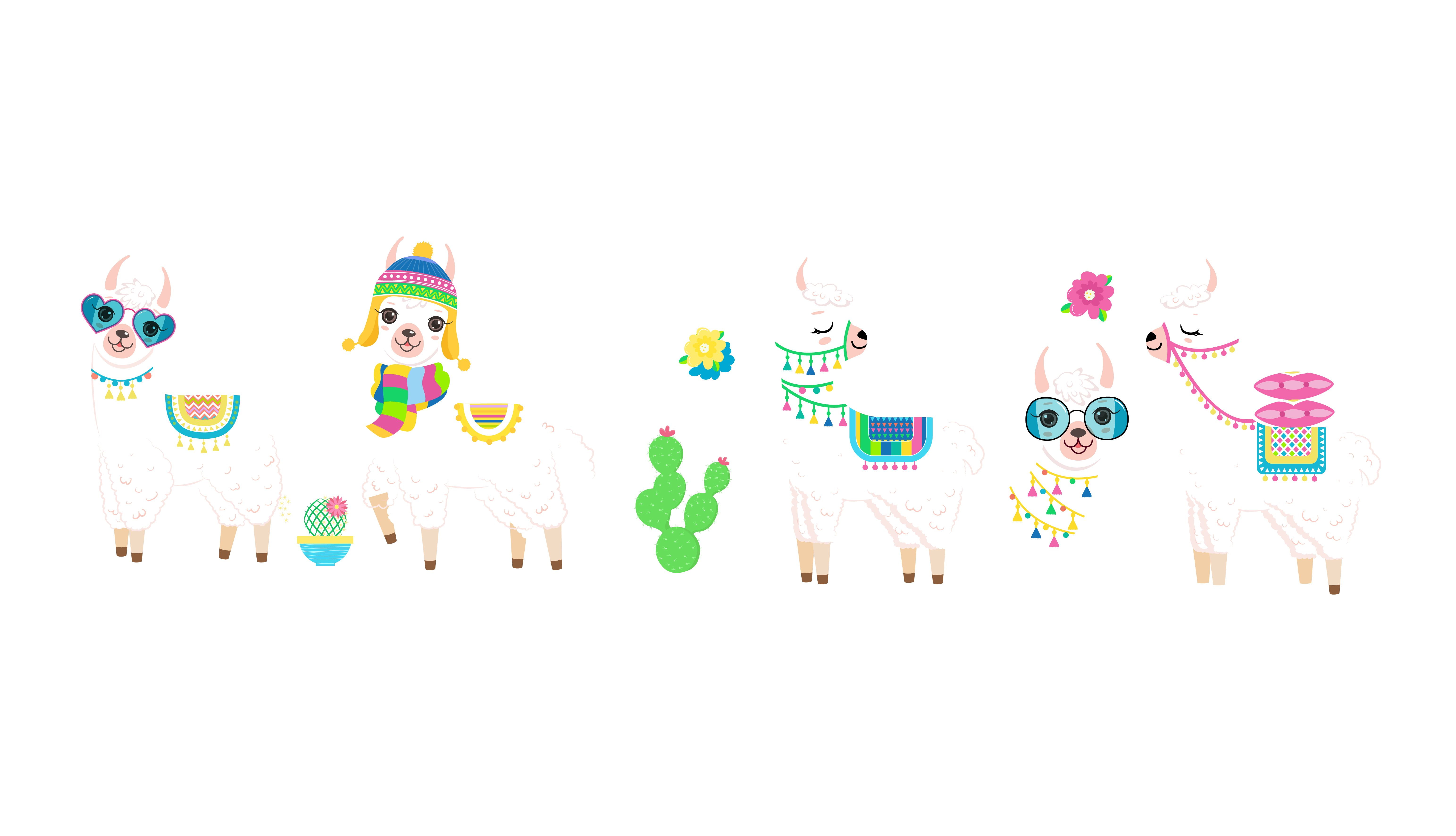 LLAMA - Kids Nursery Bedroom Alpaca Animals Decal Sticker Row Of Llamas ...