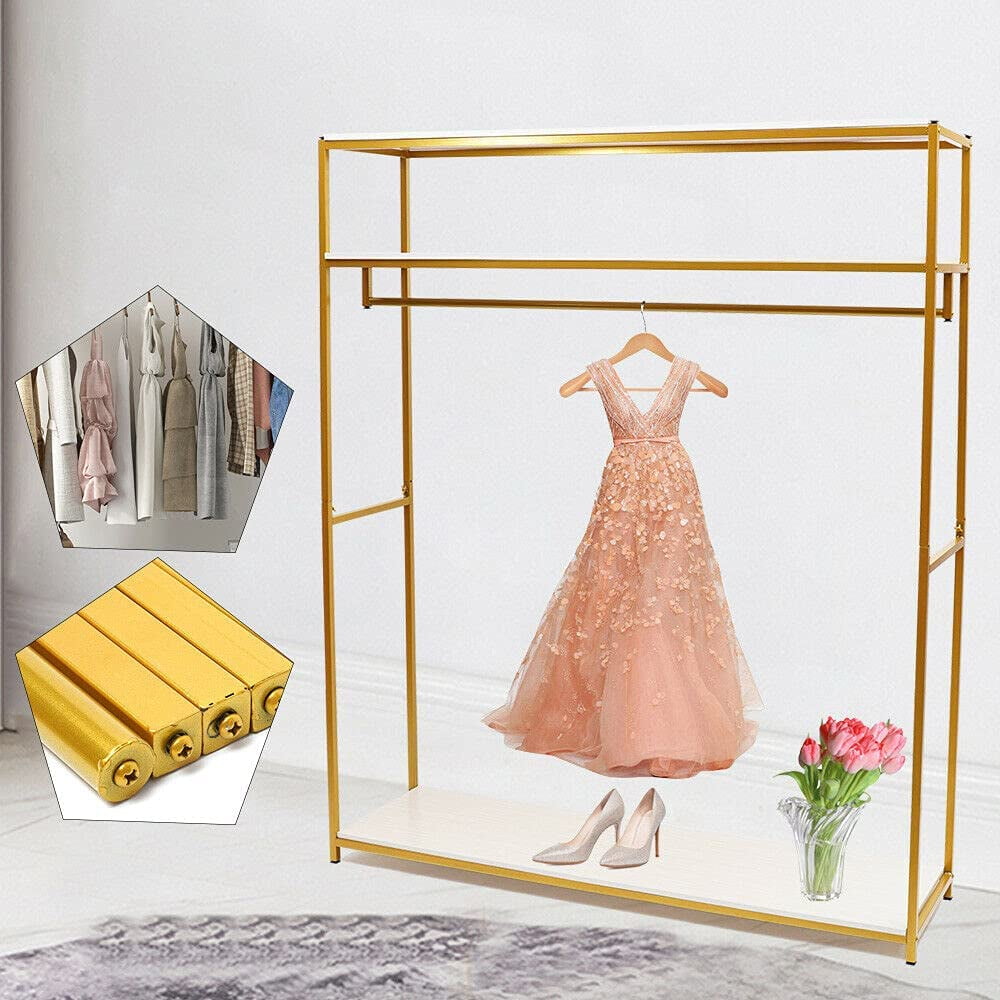 LLBIULife 71" Retail Gold Clothing Racks for Boutique Display Metal ...