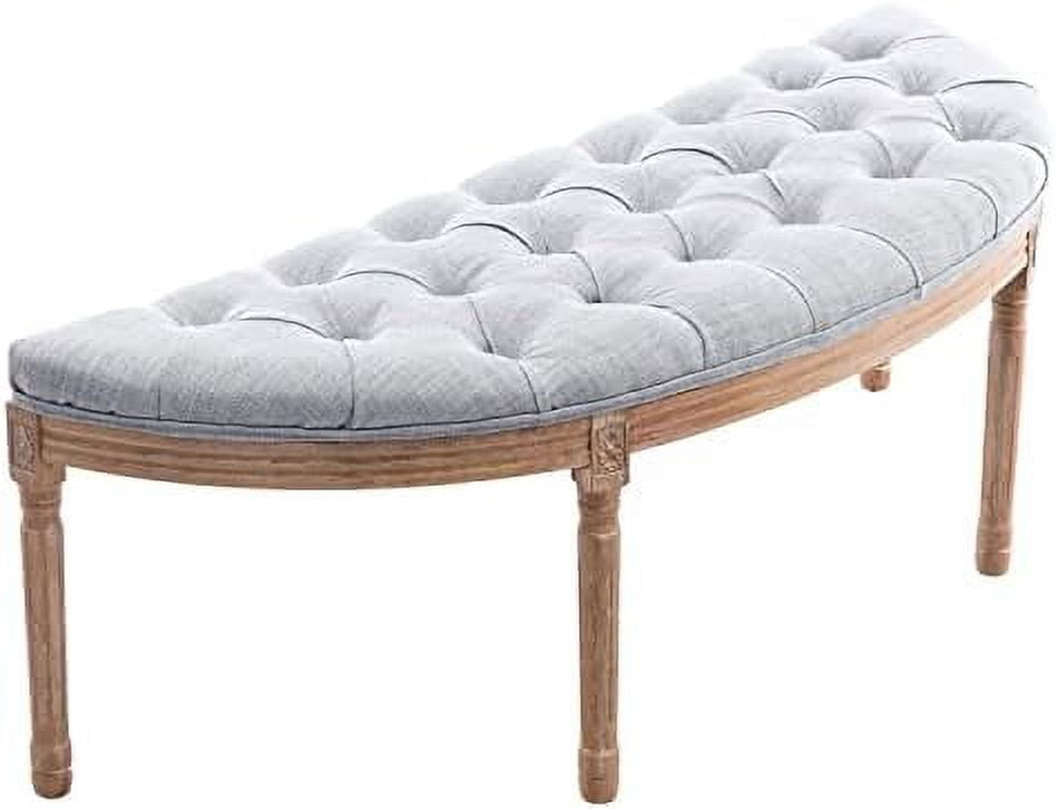 LLBIULife Linen Halfmoon Entryway Bench 55" Button Tufted Semi-Circle ...