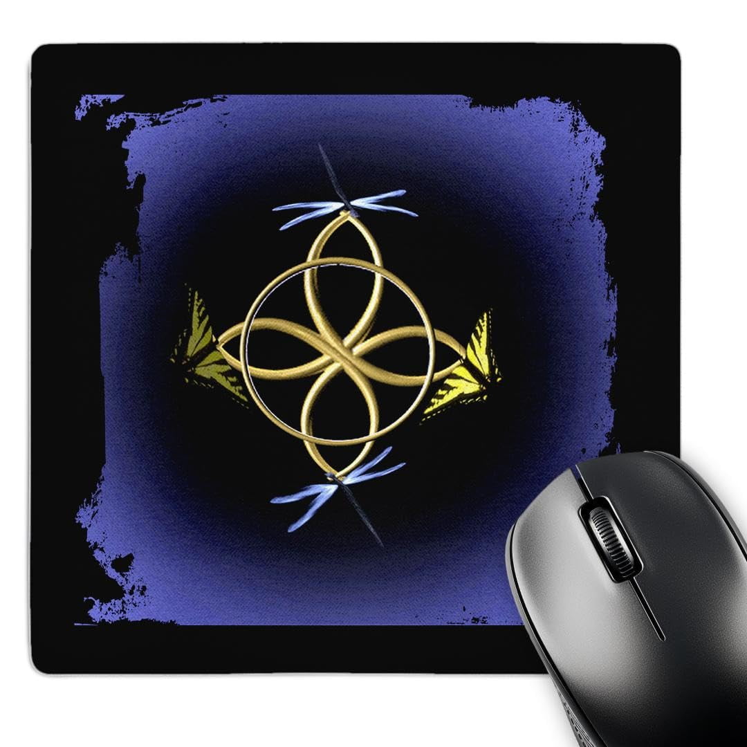 Mouse Pad LLC 8 x 8 x 0.25 Inches , Gold Celtic Knot with Butterflies ...