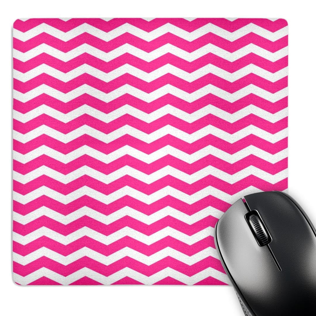 LLC 8 x 8 x 0.25 Inches Mouse Pad, Hot Pink and White Chevron Zig Zag Pattern Classic Girly (mp ...