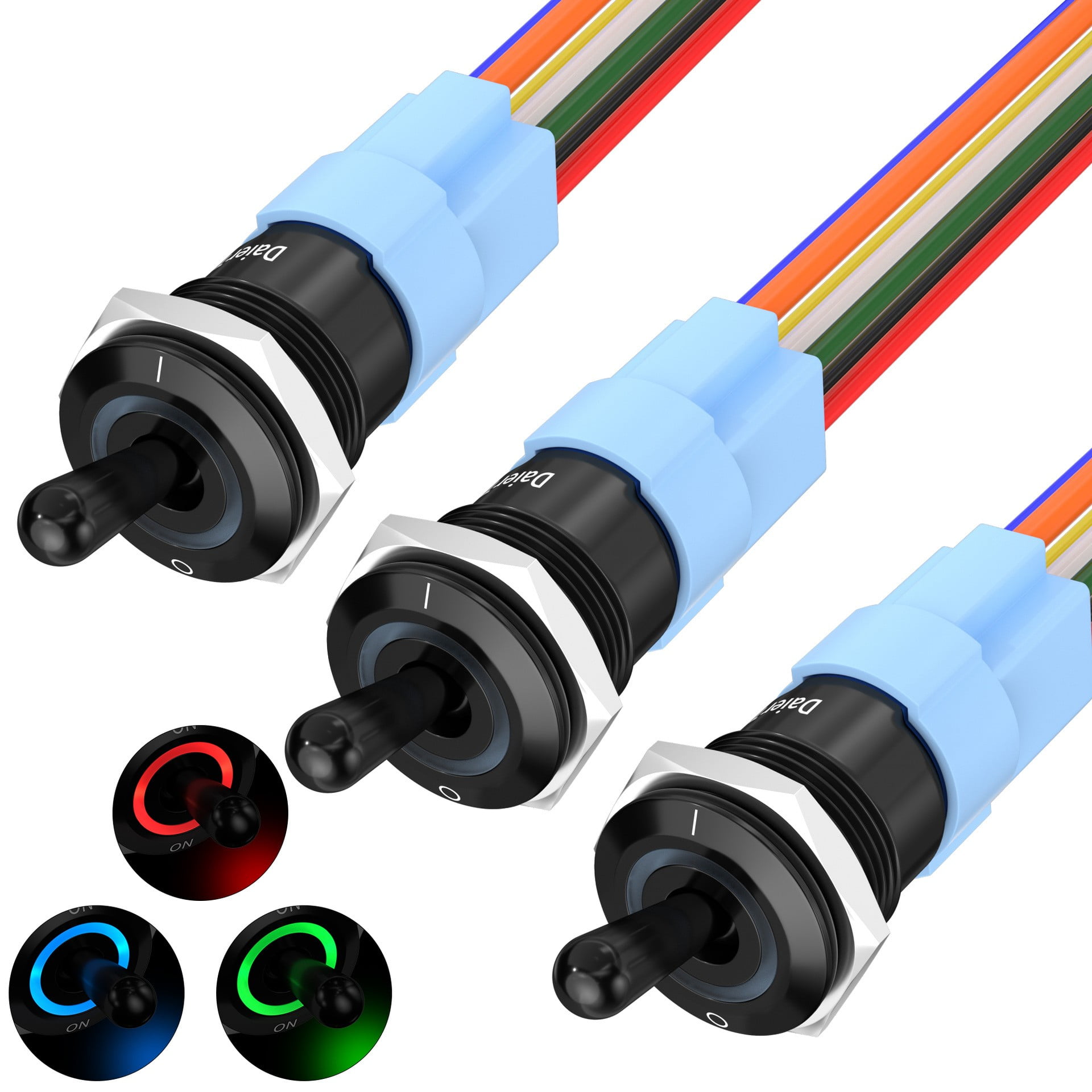 LLDI 12V Waterproof RGB LED Toggle Switch 16MM Rocker Switch with 20A ...