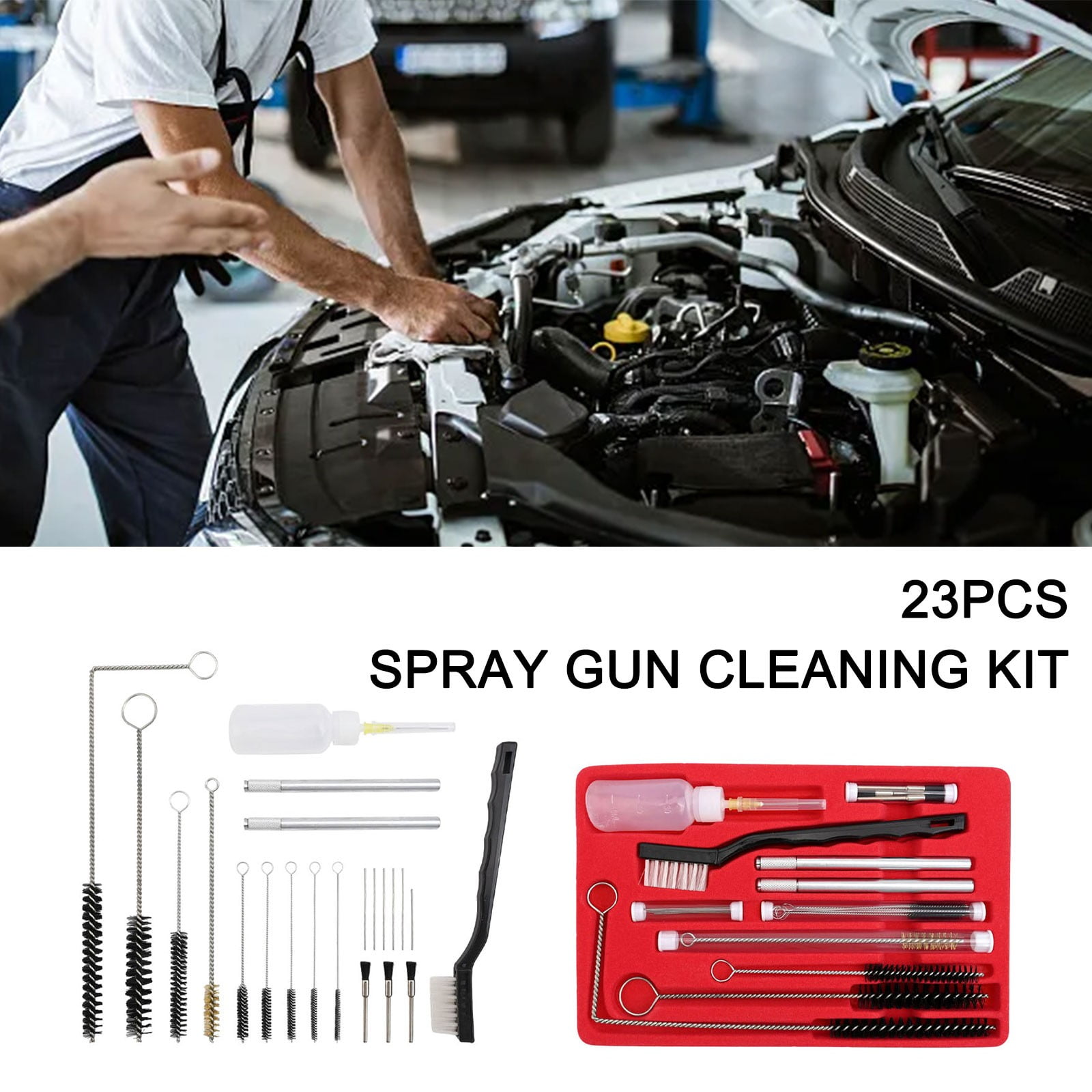 LLDI 23 pcs Cleaning Kit Storage Case Paint Cleaning Kit with Wire ...