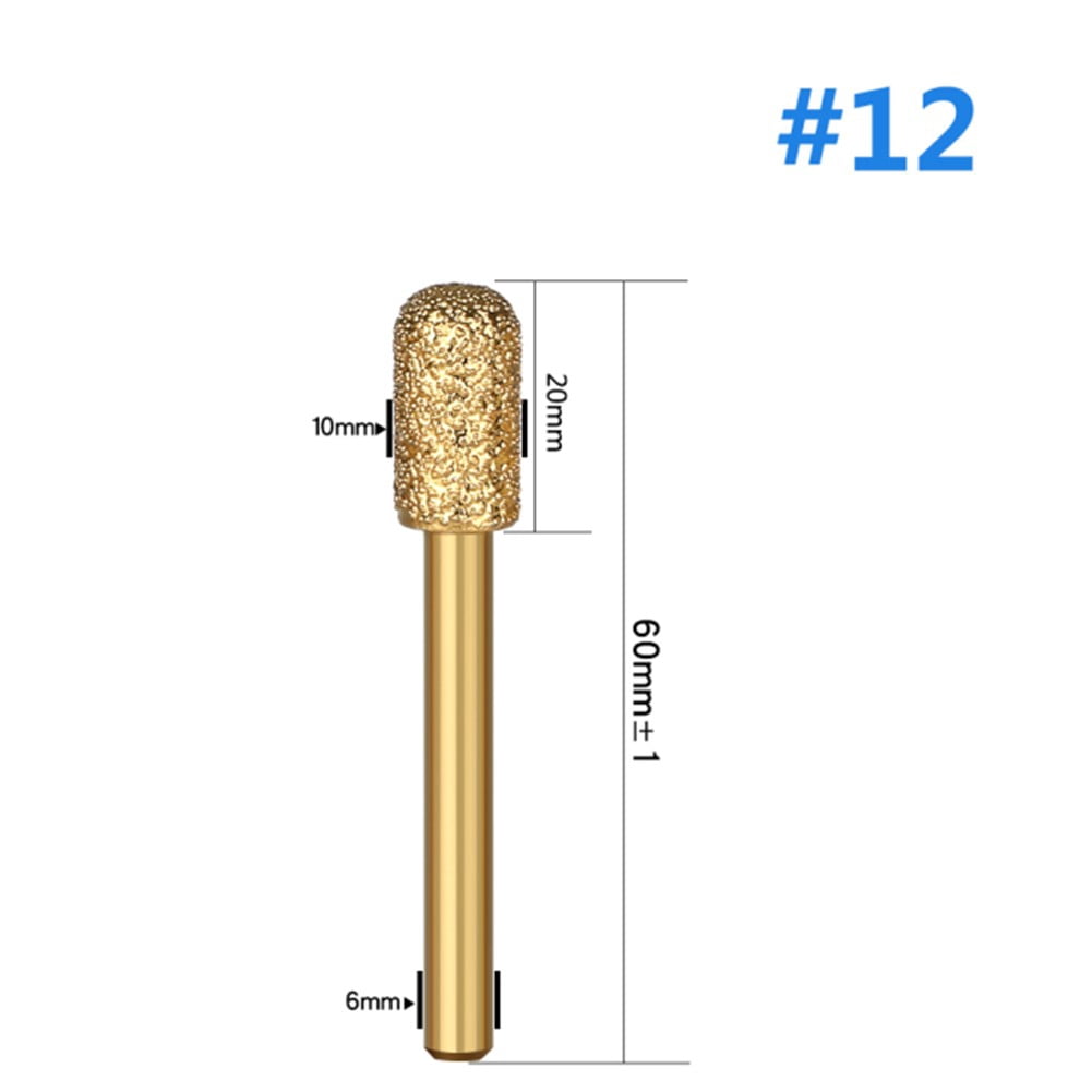 LLDI 6mm Shank Vacuum Brazed Diamond Burr Head Grinding Rotary File For ...