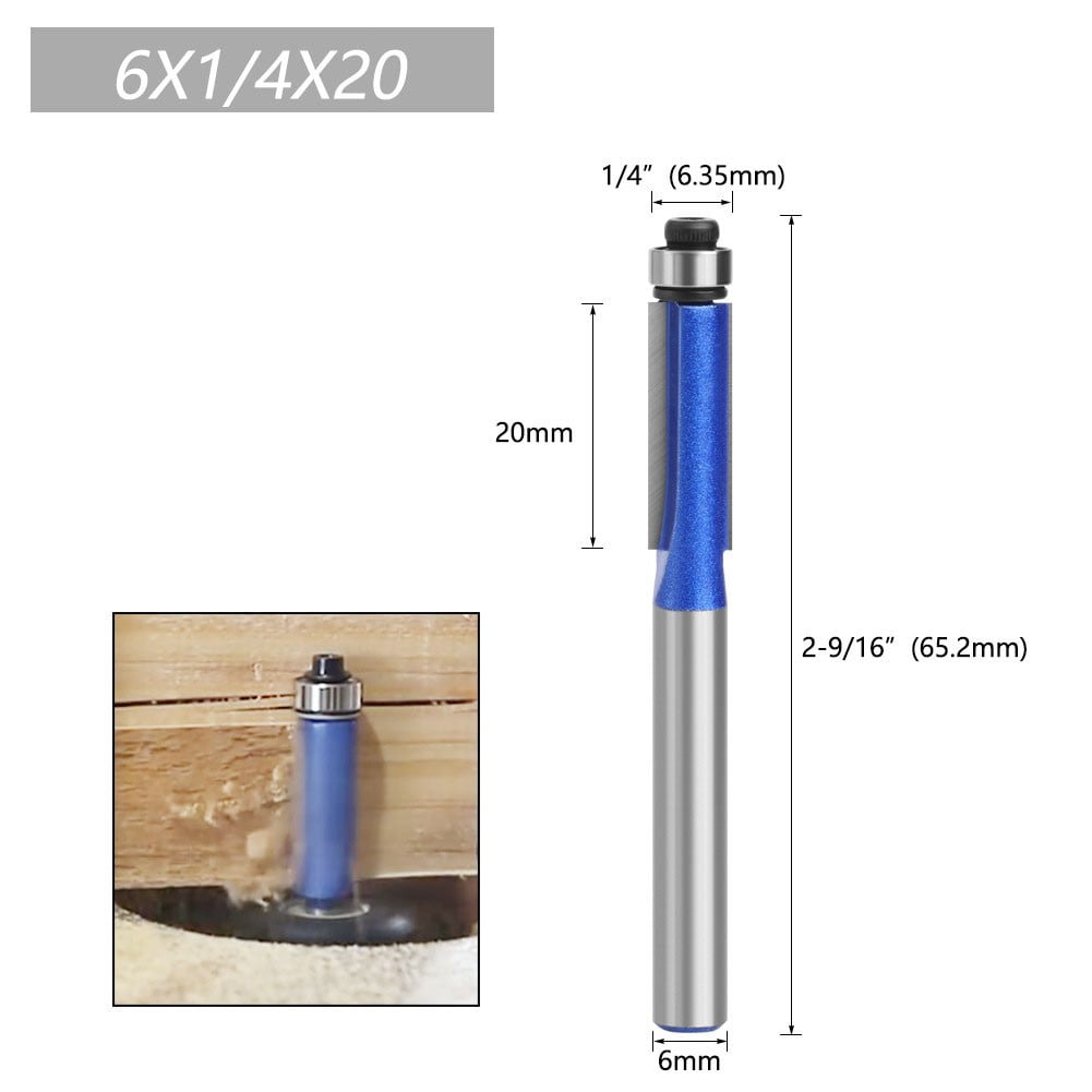 LLDI 6mm shank Trim Router Bit with Bearing for Wood Template Pattern ...