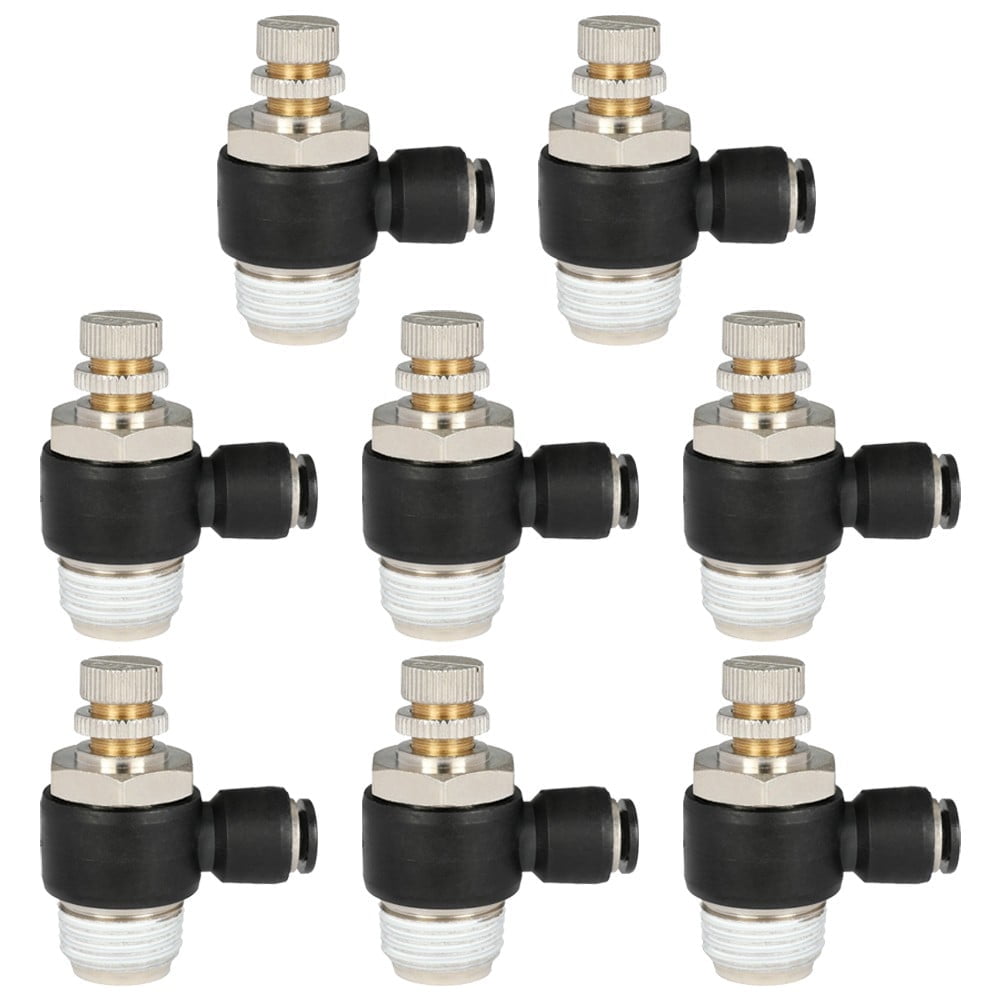 LLDI 8Pcs Air Flow Speed Control Valve Connector Tube Hose Pneumatic ...