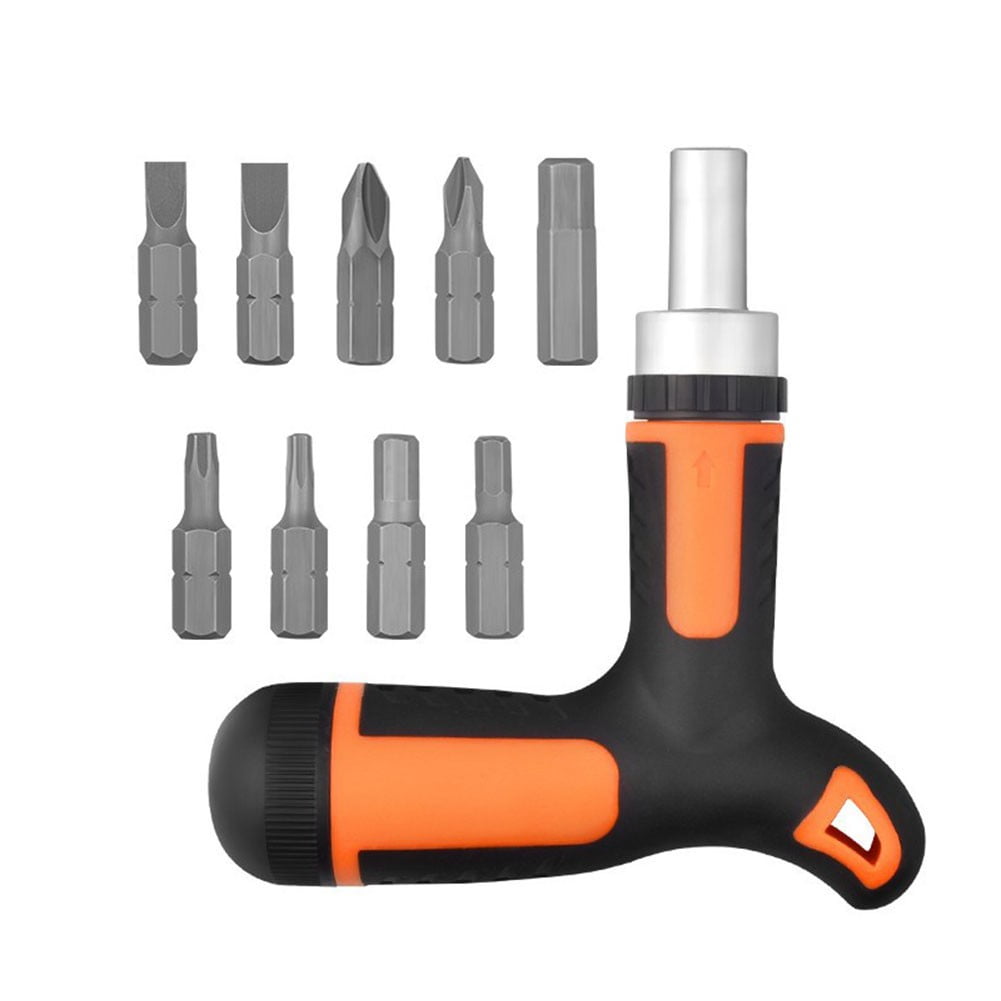 LLDI 9 In1 Ratchet Screwdriver Set T Handle Cross Groove Screw Bits ...