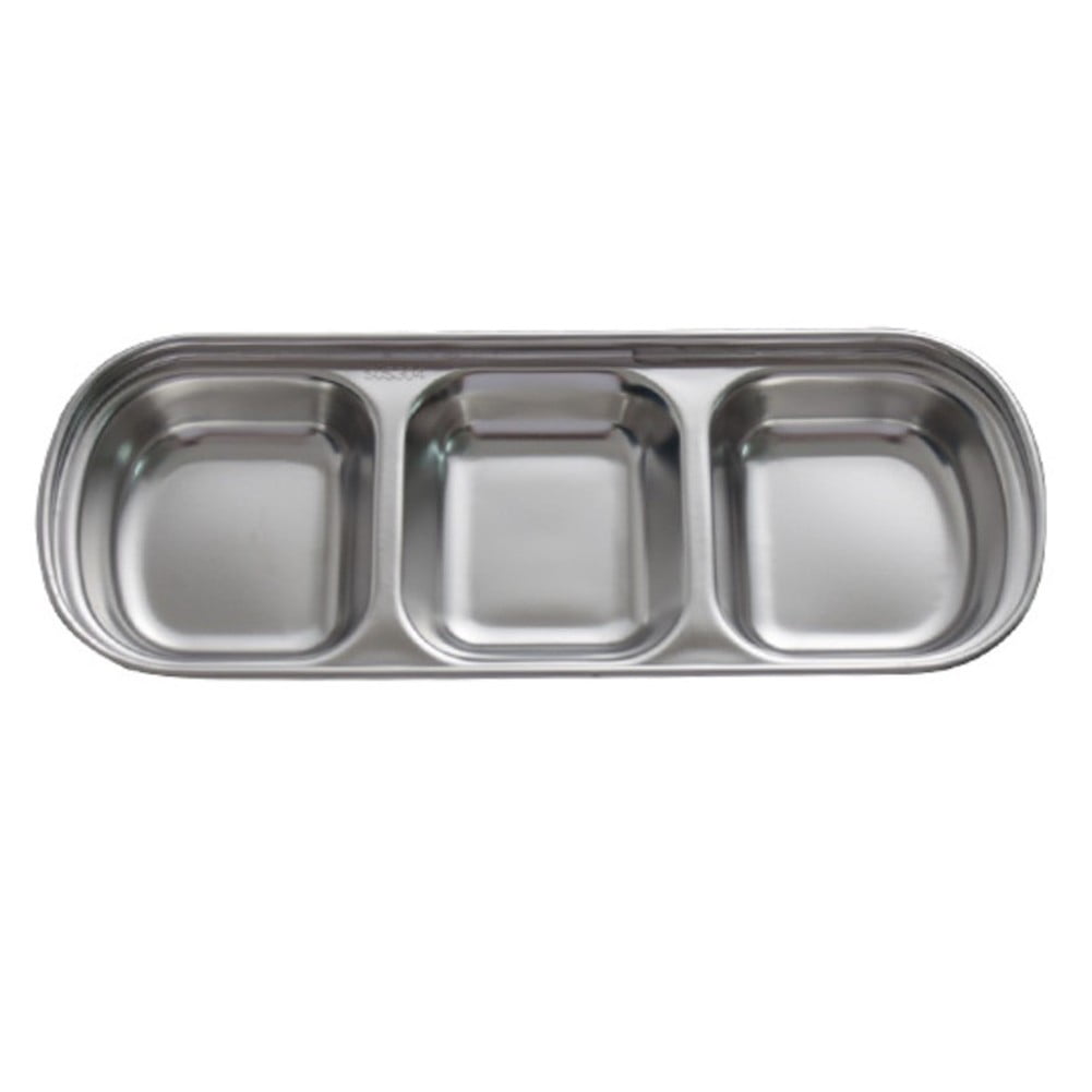 LLDI Stainless Steel Sauce Dish Spice Dipping Tray Divided Plates for ...