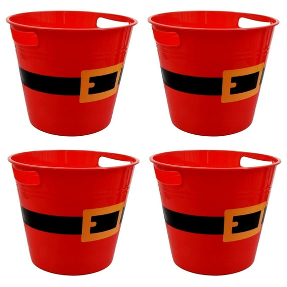 Werqueid, Plastic Buckets with Handles, Santa Belt, 4 Pack, Multi ...