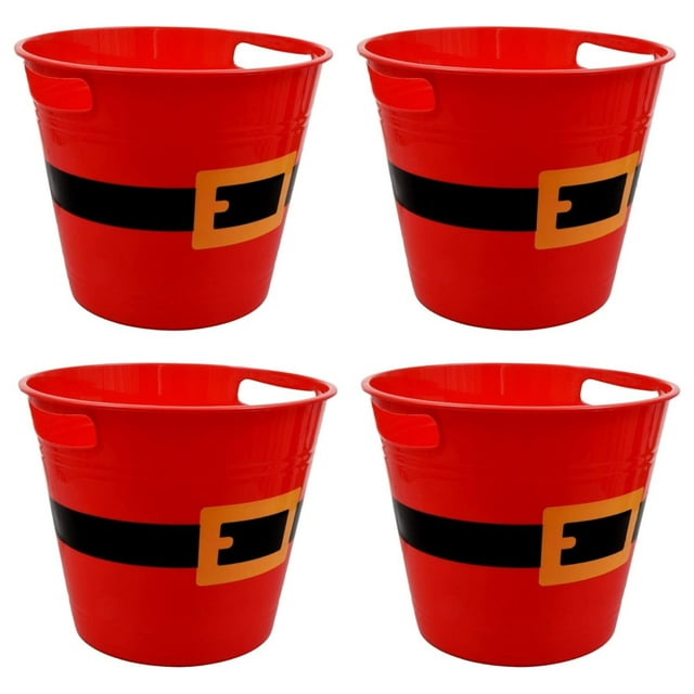 LLE Plastic Buckets with Handles, Red Santa Belt Round Basket, Multi ...