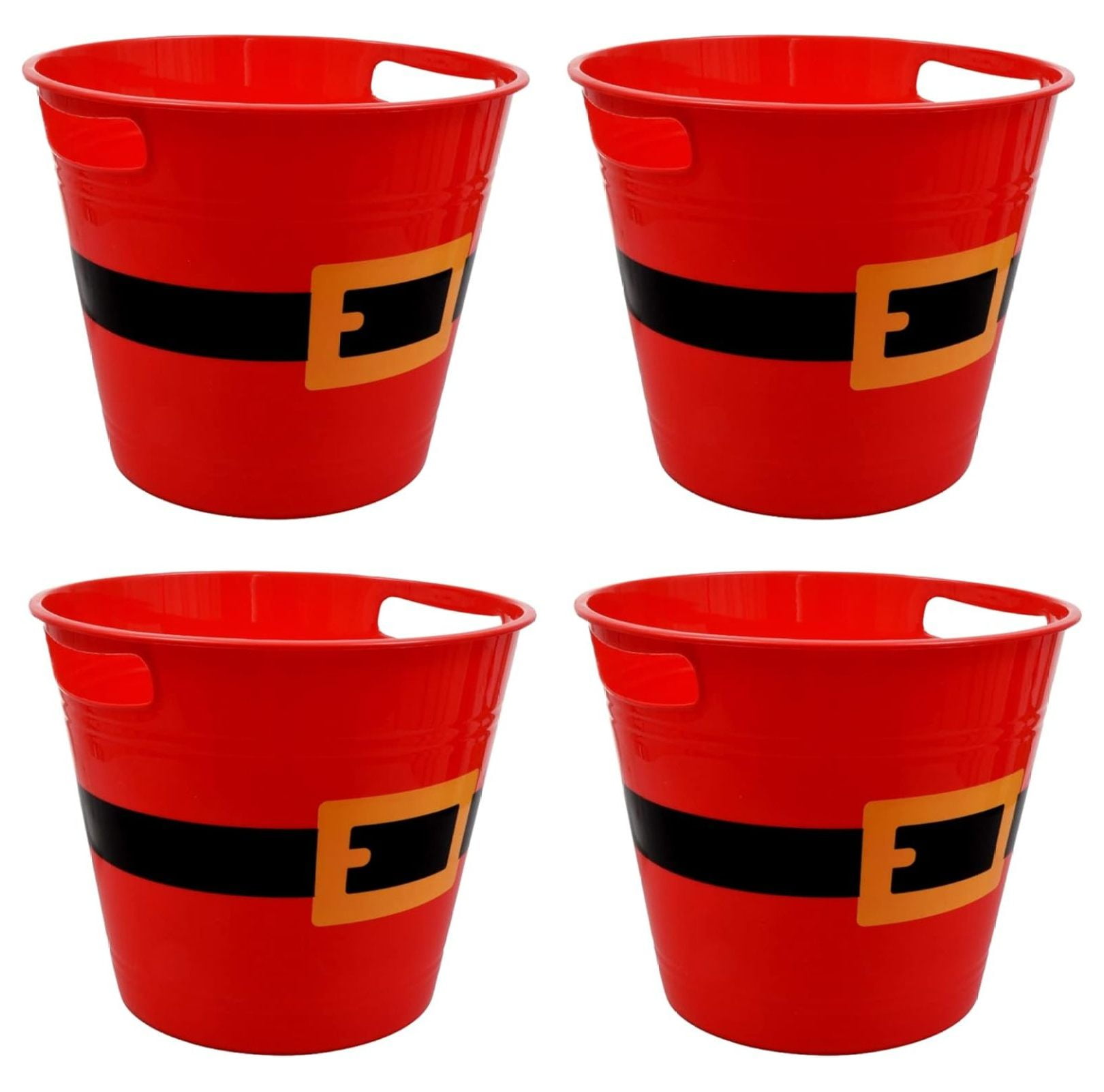 LLE Plastic Buckets with Handles, Red Santa Belt Round Basket, Multi ...