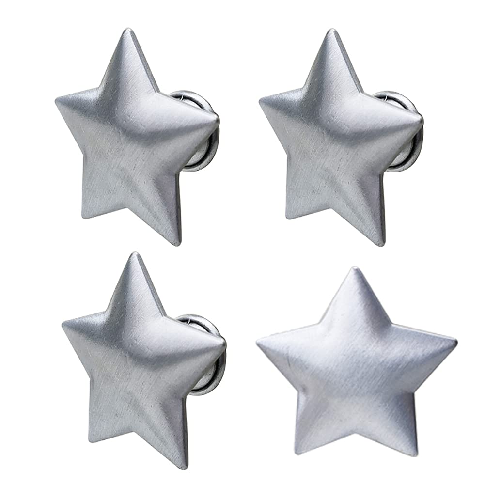 LLHDKF 4 Pack Silver Star Shape Single Hole Drawer Knob Door Handle of Metal Cabinet Handles ...