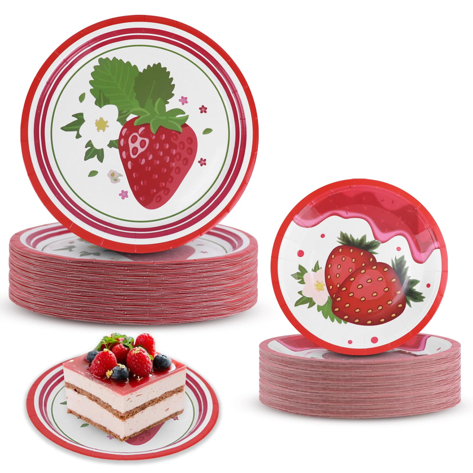 LLHQAMT Strawberry Strawberry Plates Set, AFN1Strawberry Shape Delicate ...