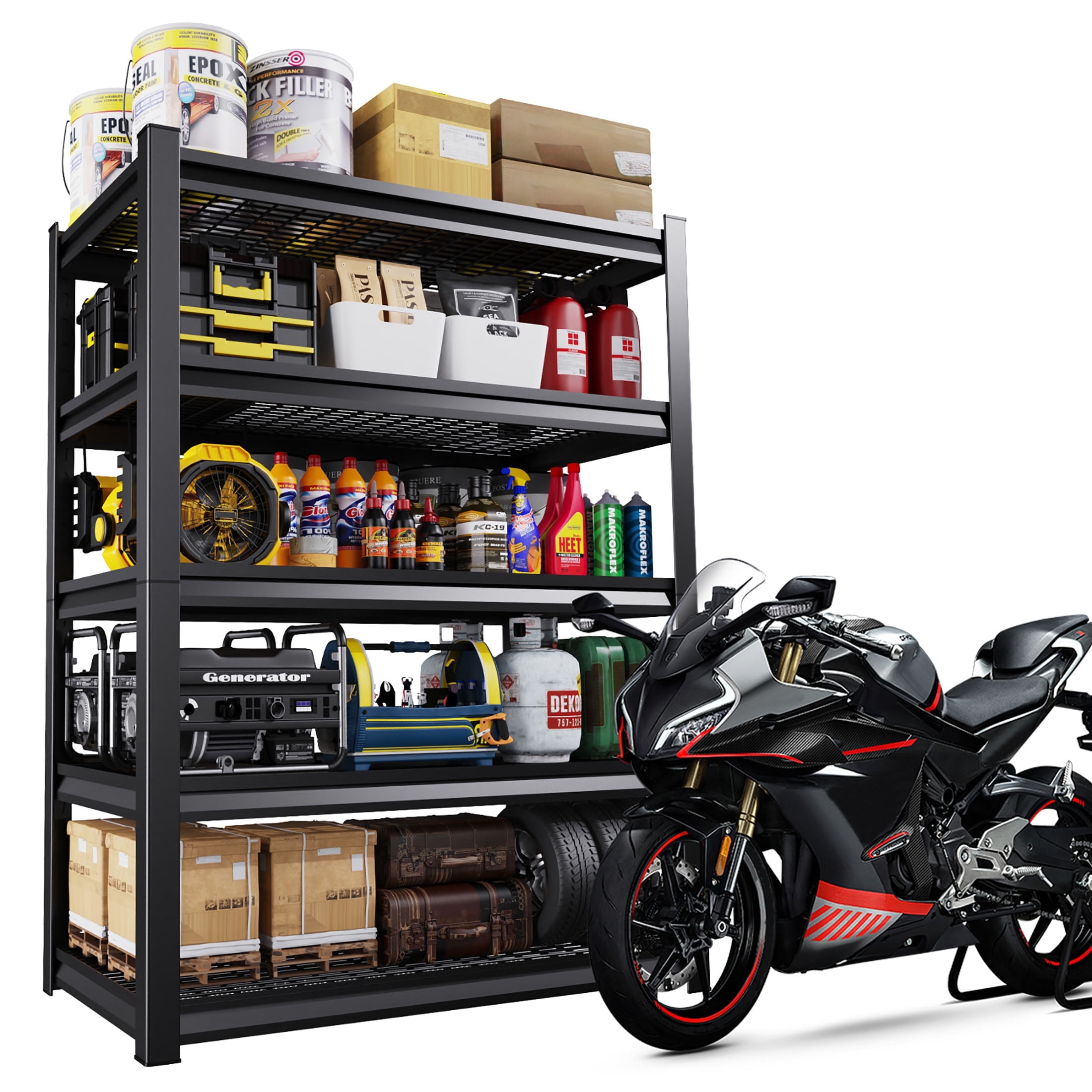 LLIIFFEE 72''H heavy duty 5 tier wire shelving rack unit, Adjustable ...