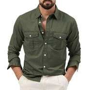 Men's Classic Short Sleeve Button-Up Shirt: Regular-fit, Casual Plaid, Double Pocket, Collared ...