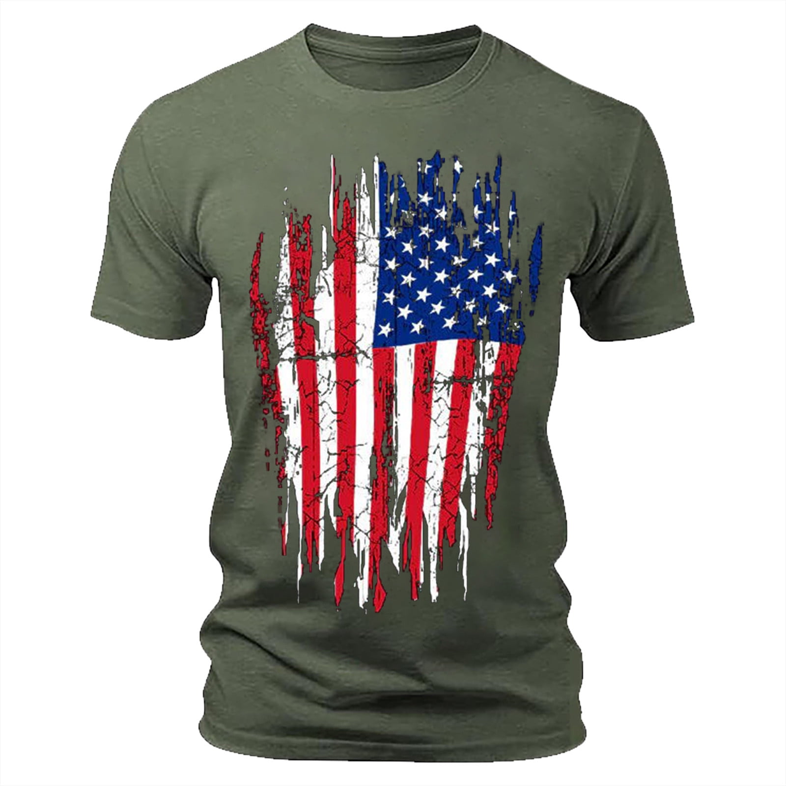 LLIMED Men Tee Shirts Graphic Red White Blue Star Stripes Patriotic T ...