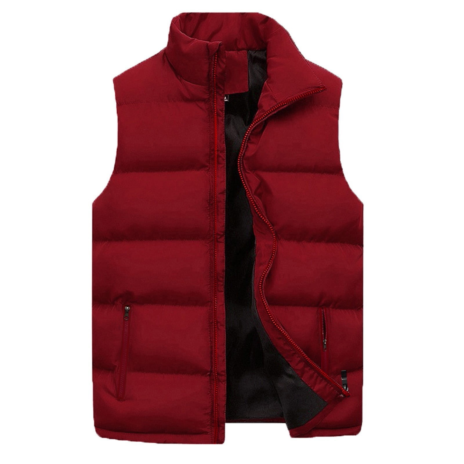 LLIMED Men's Puffer Vest Stand Collar Quilted Sleeveless Jacket Outerwear Full Zipper Vest ...