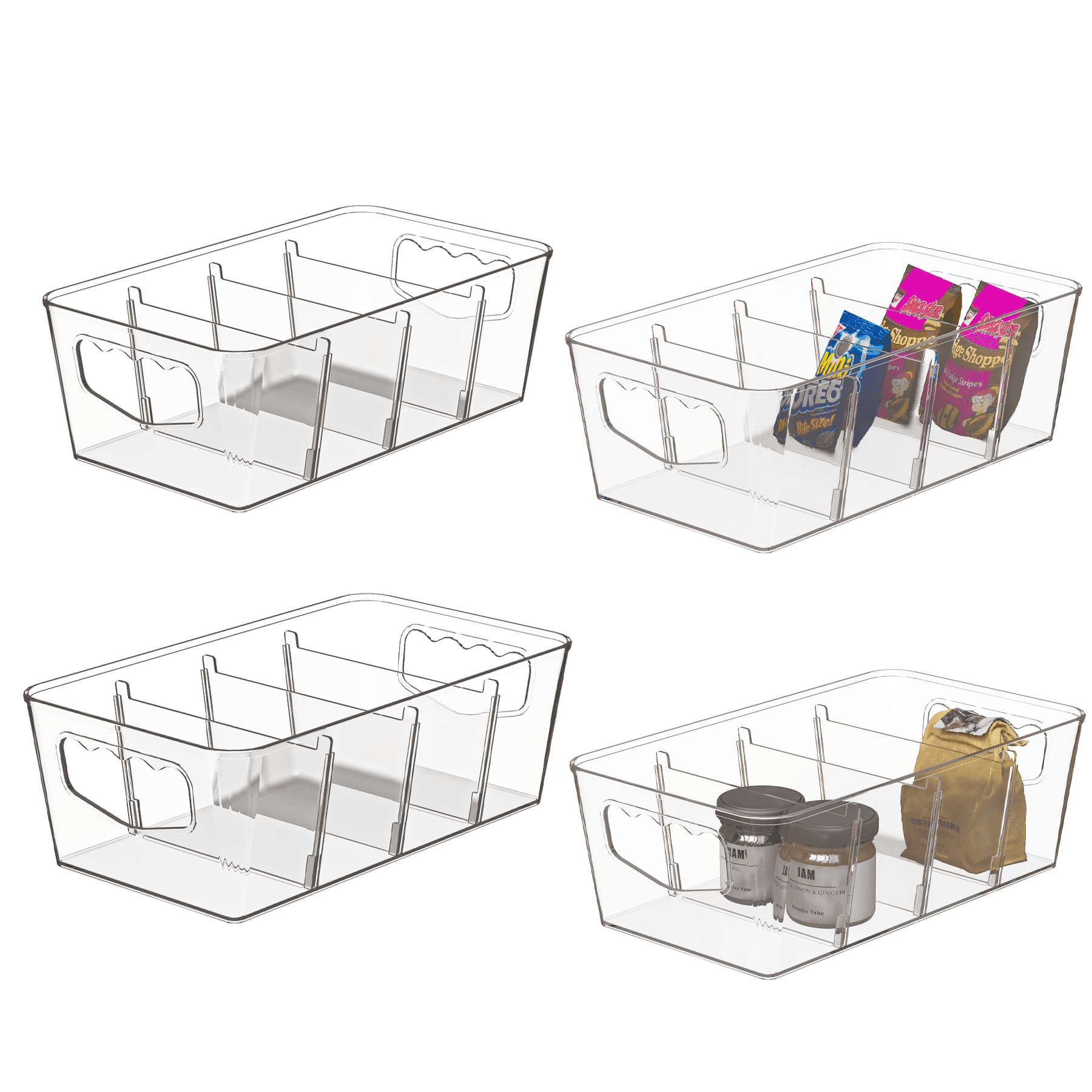 LLMRR 4pcs Fridge Organizer, Clear Storage Bins, Plastic Storage ...