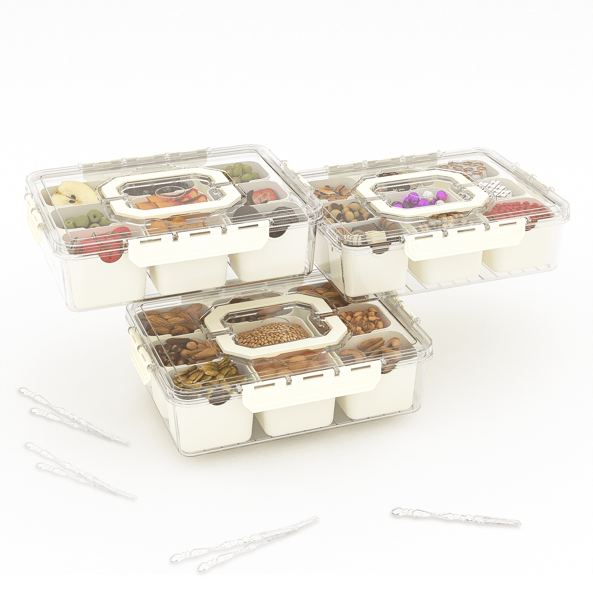 LLMRR 9 Compartments Snackle Box Container, Divided Serving Tray with ...