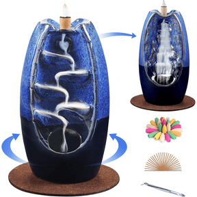 Mainstays Blue Ceramic Waterfall Backflow Incense Burner for ...