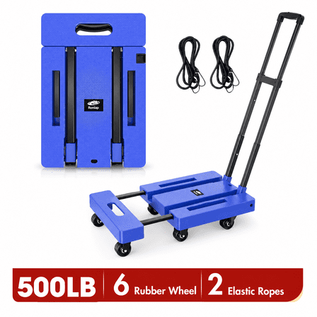 Voipvvii Folding Hand Truck 500lbs Heavy Duty Portable - 6 Wheels ...