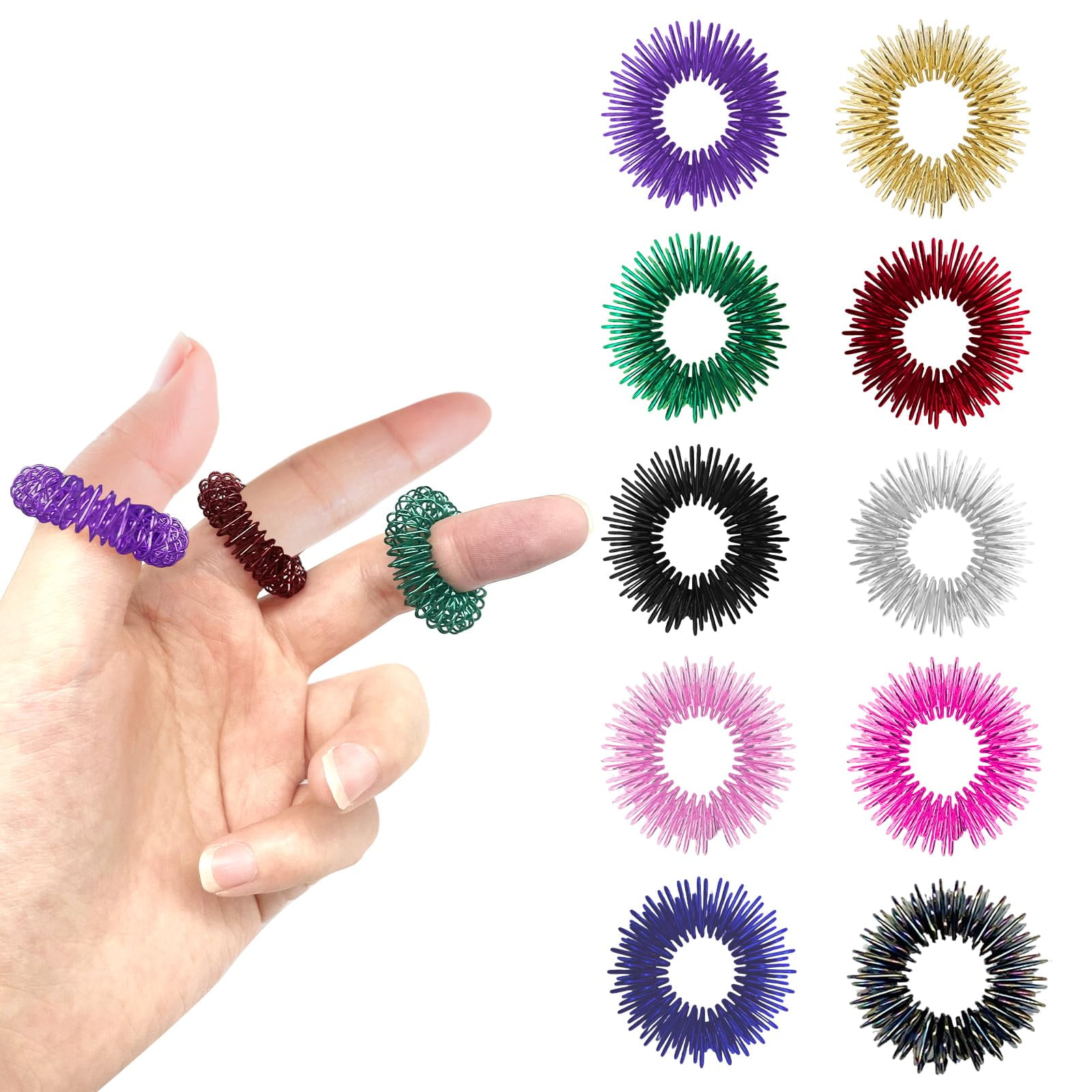 LLMSIX 10 Pcs Acupressure Rings Fidget Toy Trichotillomania Fidget Toys ...