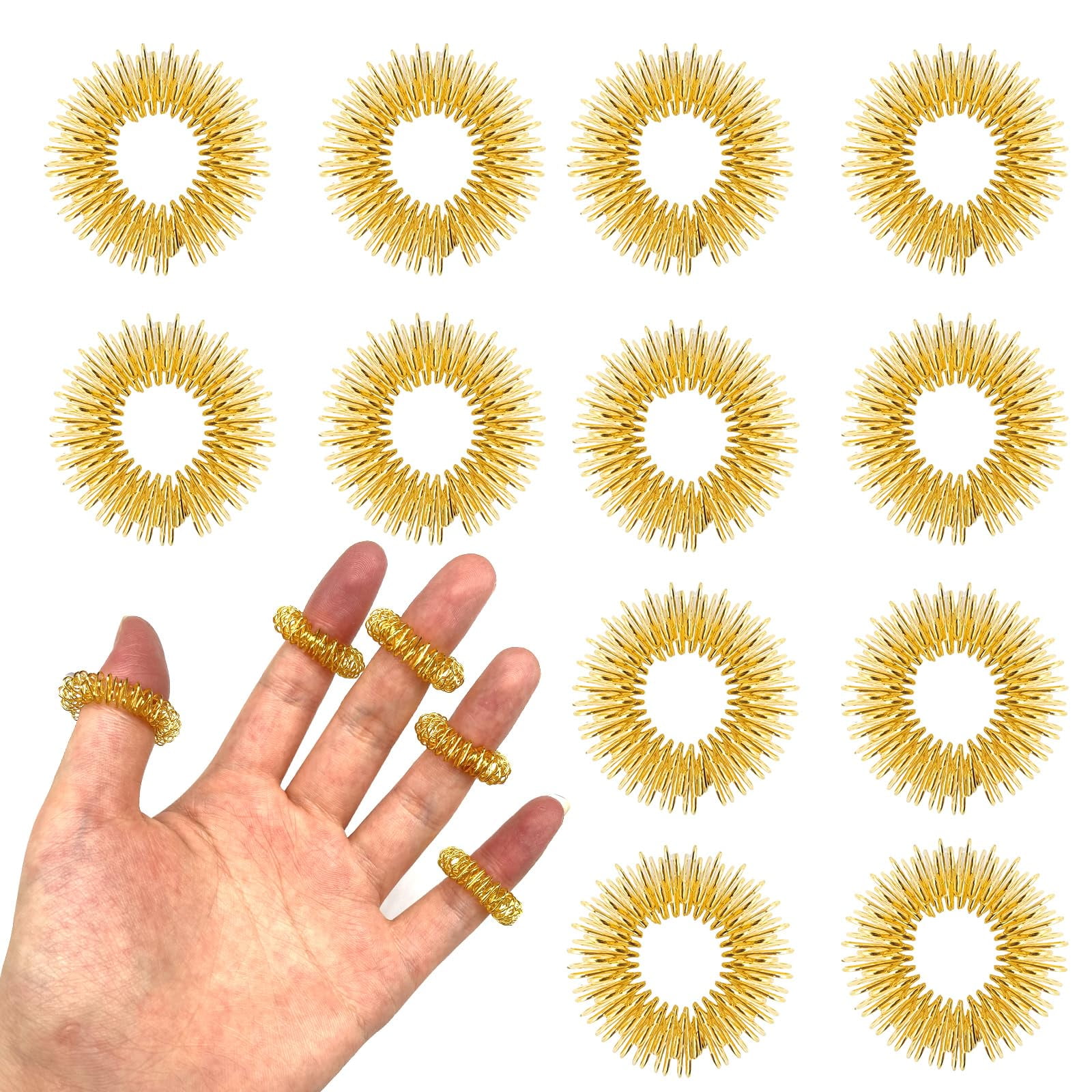 LLMSIX 12 Pcs Acupressure Rings Fidget Toy KMC2Golden Fidget Toys ...