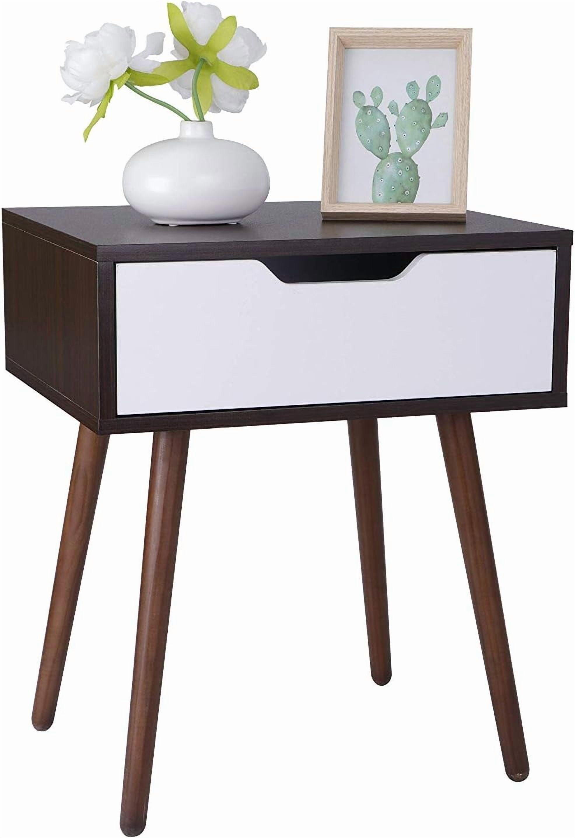 LLToo 22.6In Height Wooden End Table Bedroom Nightstand with Rommy ...