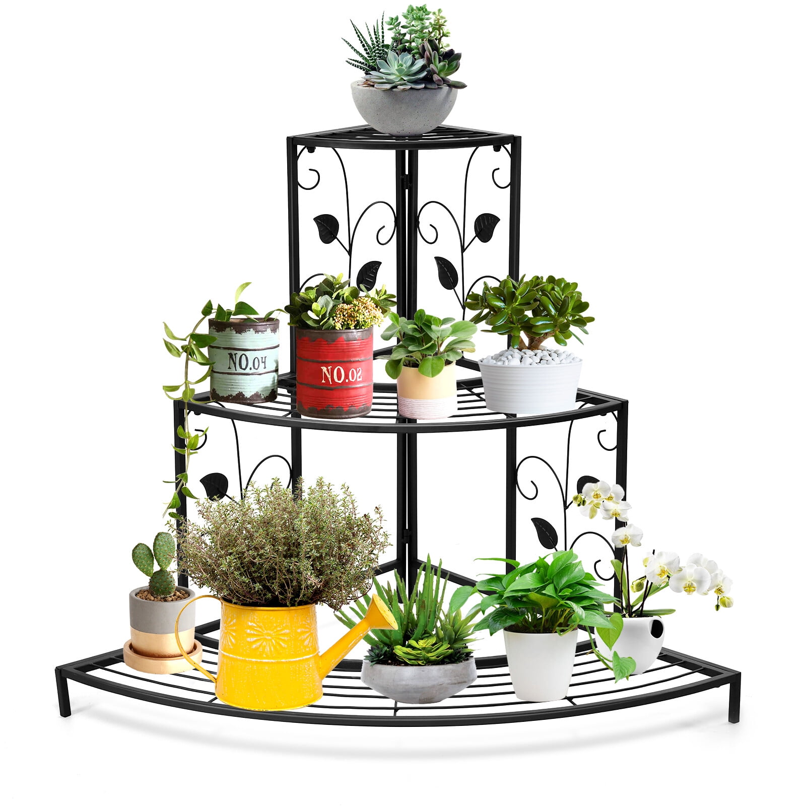 LLToo 3 Tier Corner Metal Flower Rack Floral Plant Stand Stair Display ...