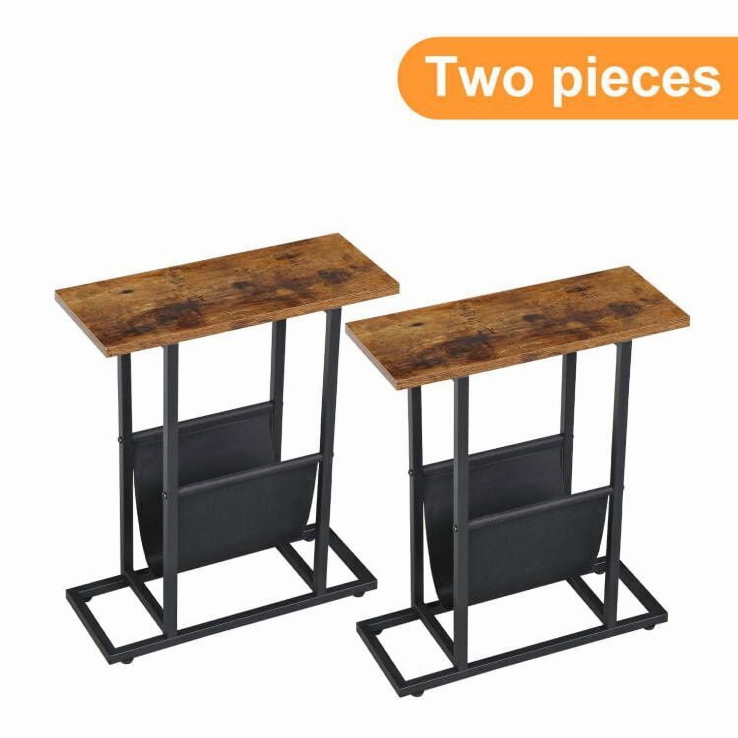 LLToo Set of 2 Side Tables with Magazine Holder - Narrow End Tables for ...