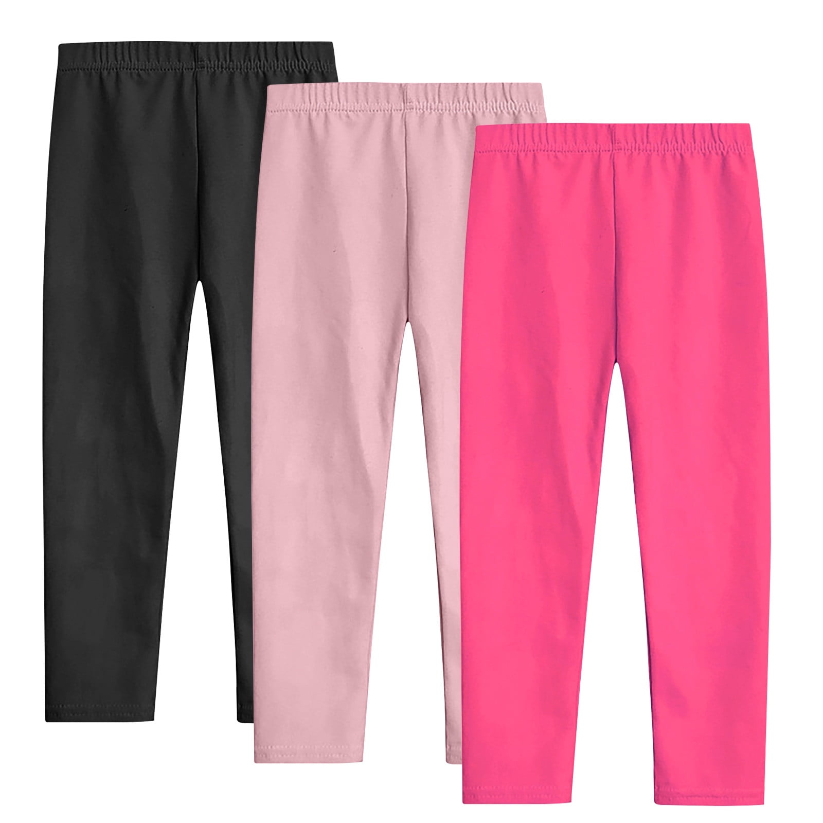 LLYWEY 3 Pack Girls Leggings, Kids Stretchy Ankle Length Tights ...
