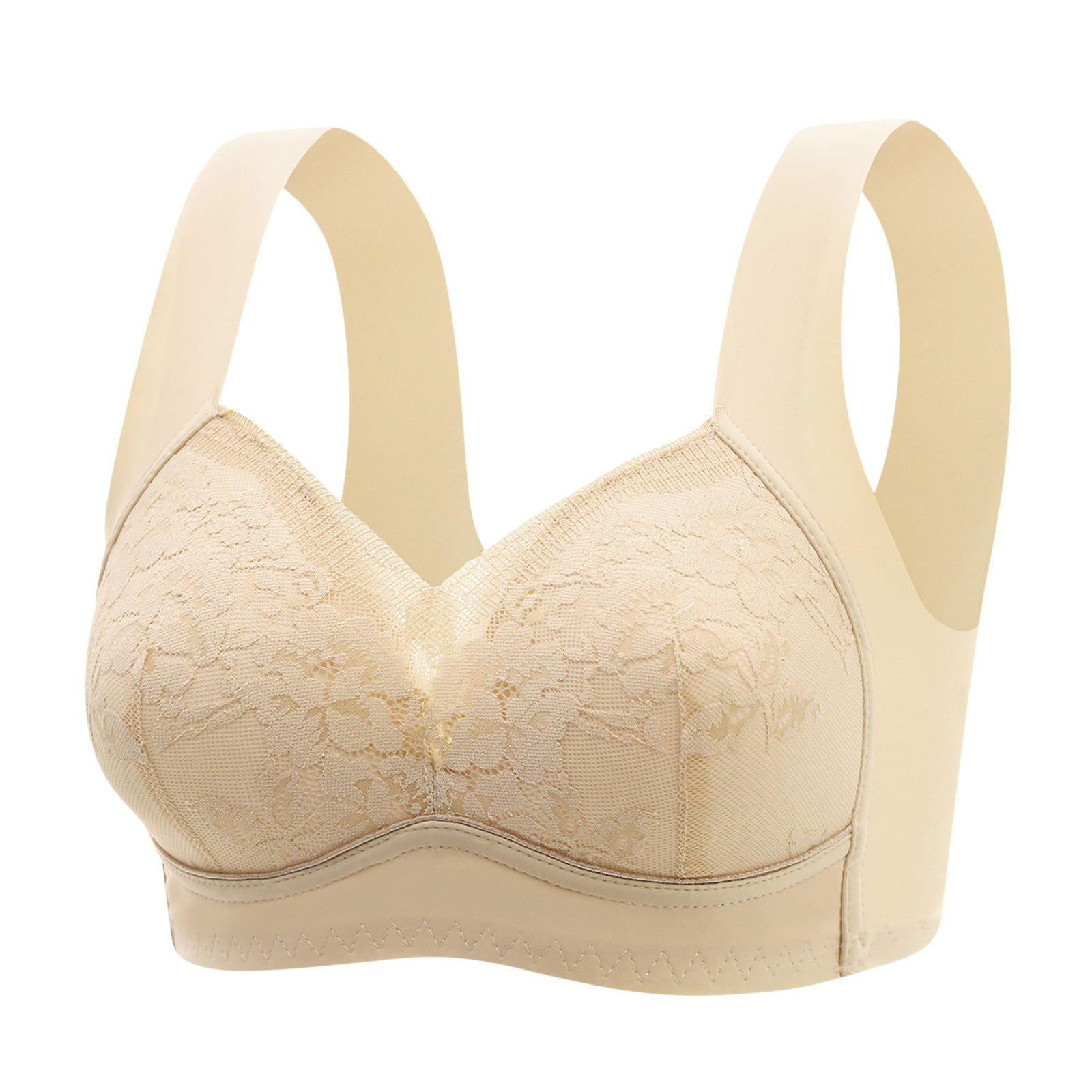 LLYWEY Full-Coverage Bras No Wire Bras Women Plus Size Ladies Tie-Front ...